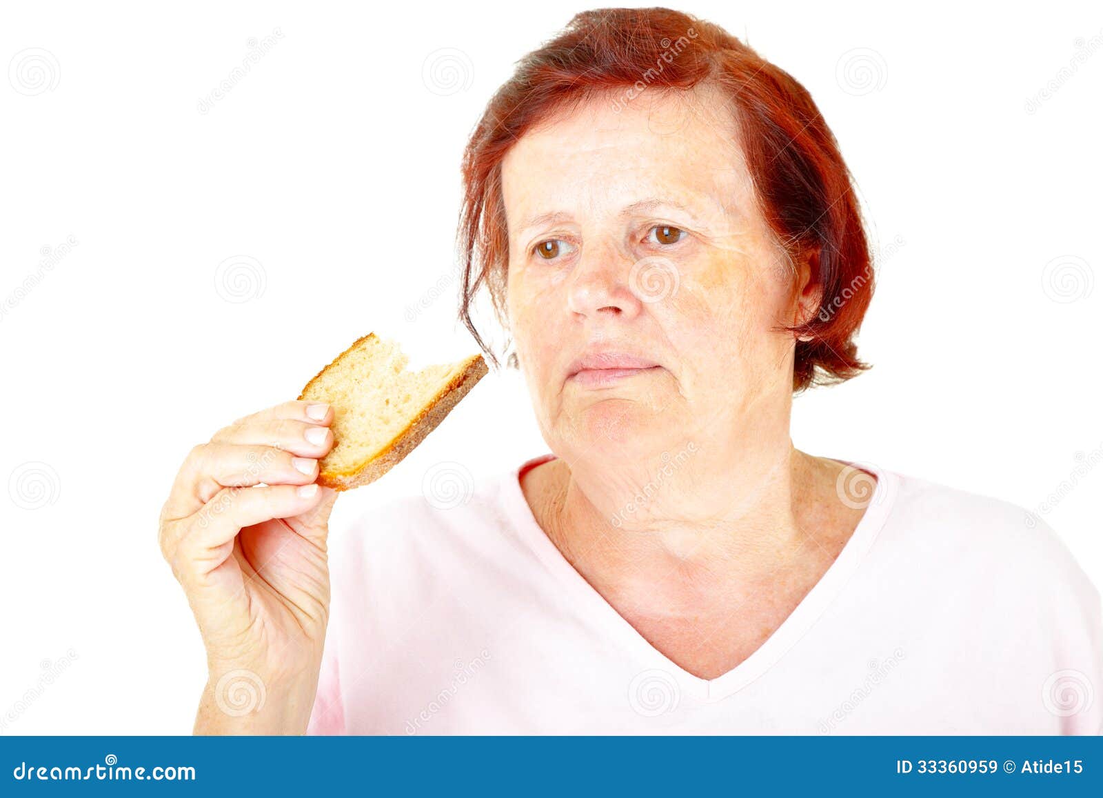 Woman eating bread stock image. Image of mature, finger - 33360959