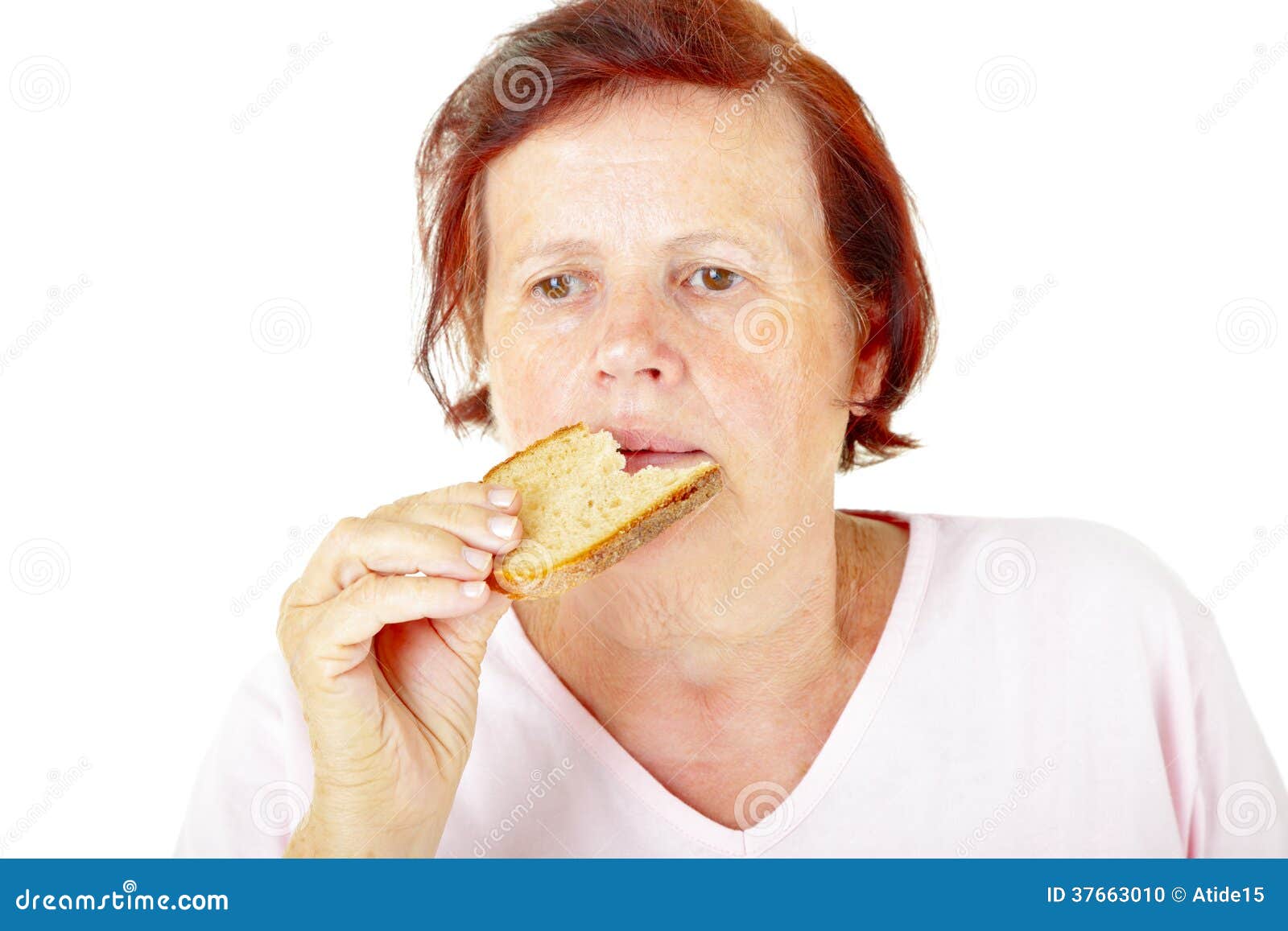 Woman eating bread stock photo. Image of adult, breakfast - 37663010