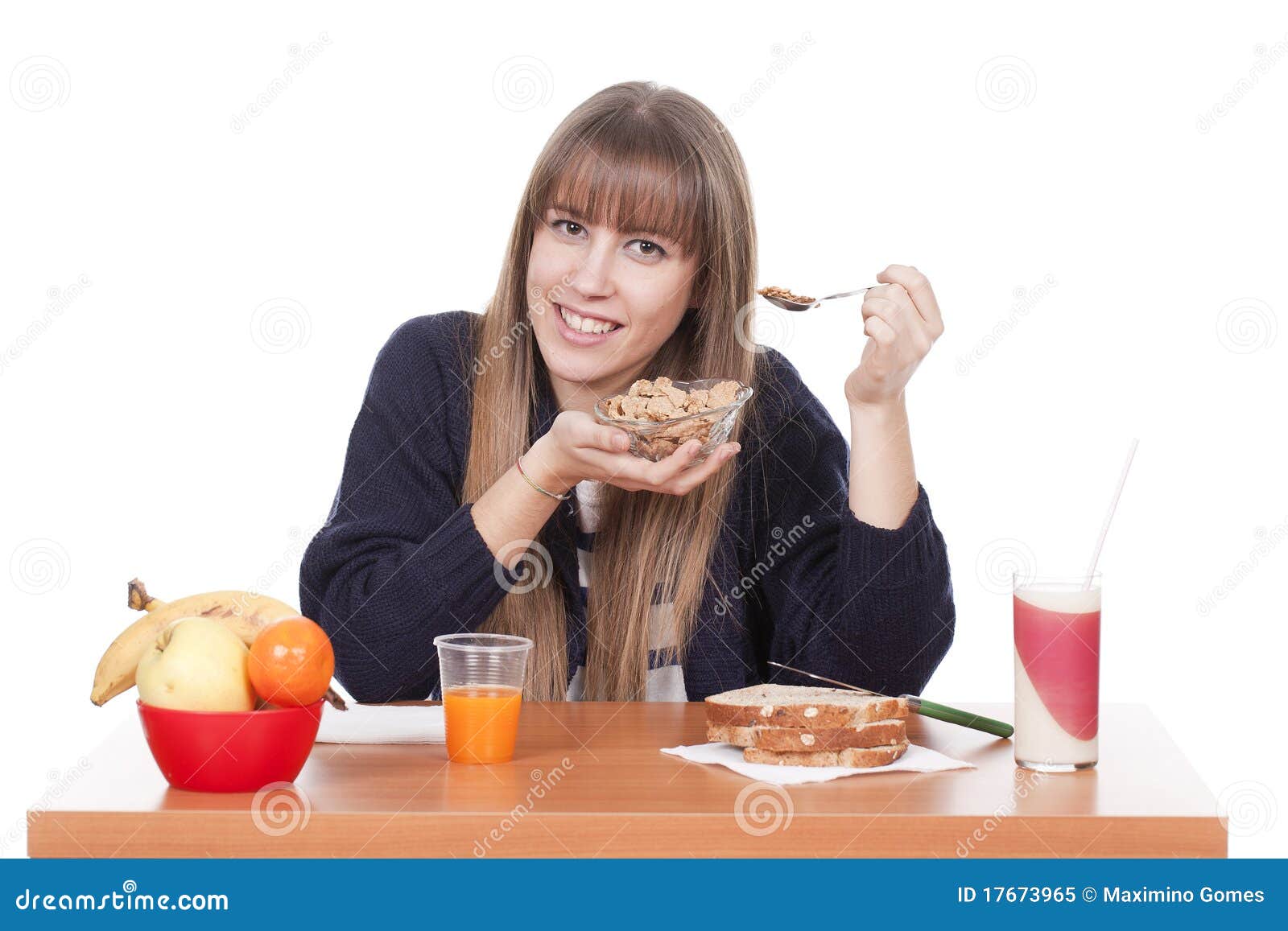 Woman eating breakfast stock image. Image of healthy - 17673965