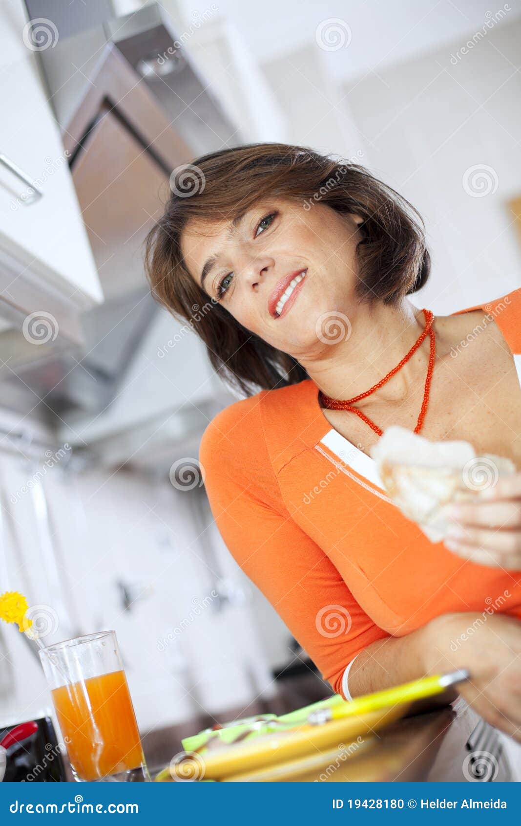 Woman eating the breakfast stock photo. Image of healthy - 19428180