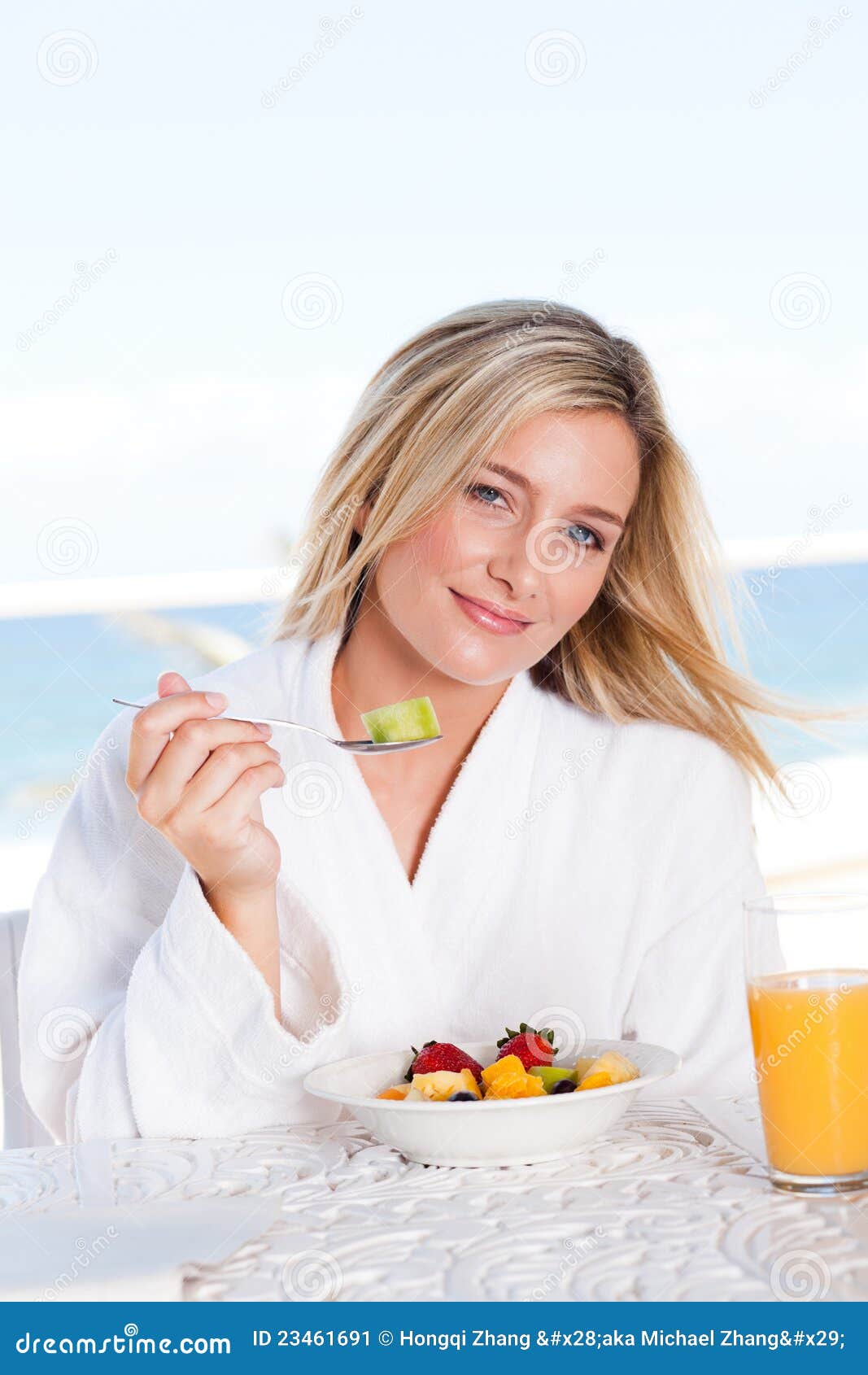 Woman eating breakfast stock image. Image of lifestyle - 23461691