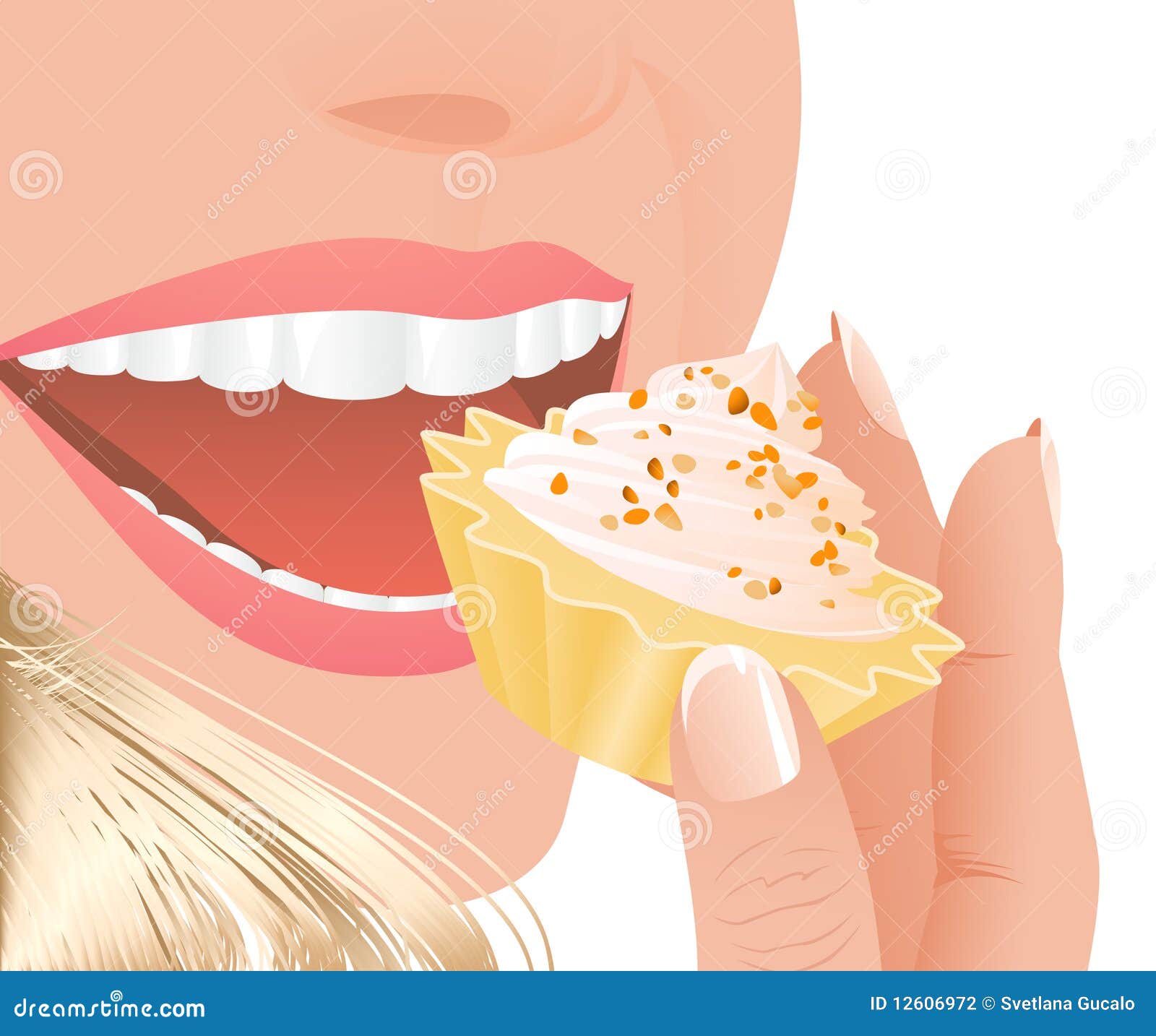 Man Eating Pudding Or Yogurt , Vector Cartoon Stick Figure Illustration ...