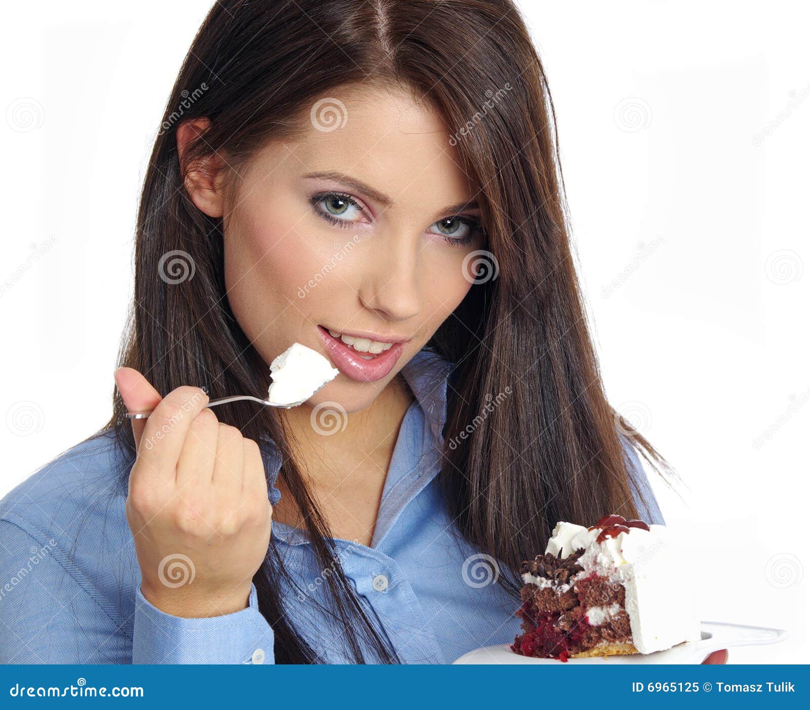 Woman eating the cake. stock image. Image of natural, people - 6965125