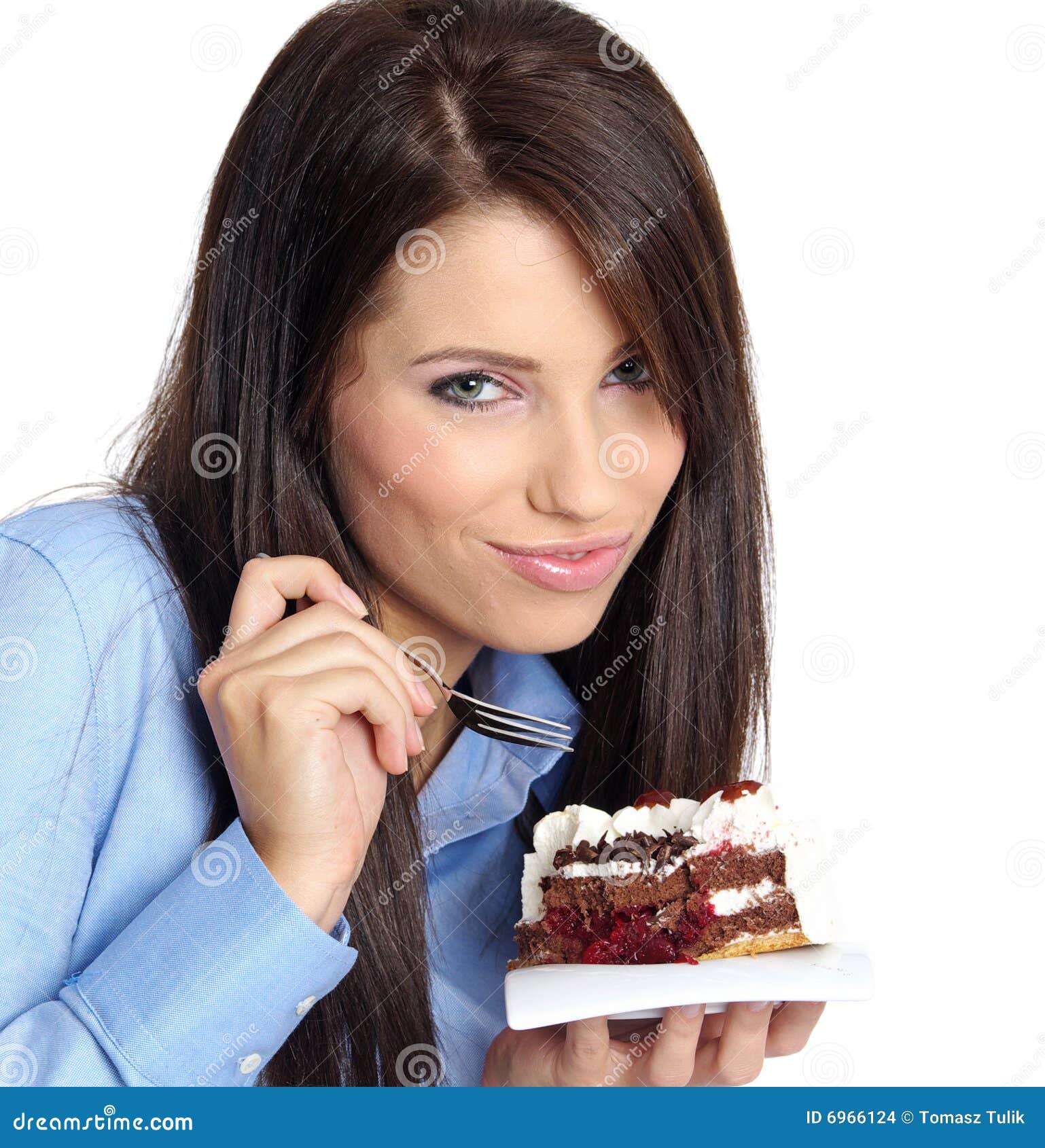 Woman eating the cake. stock photo. Image of food, female - 6966124