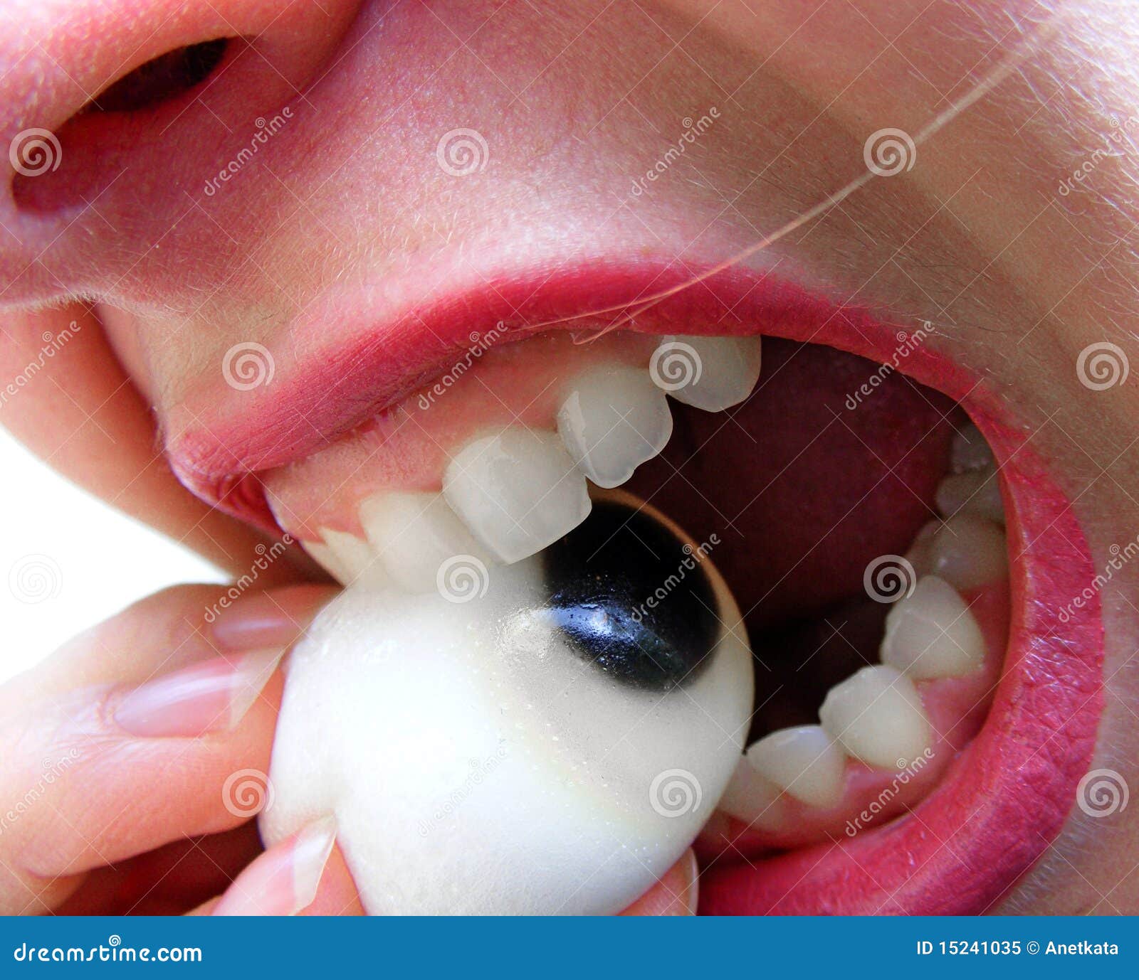 Woman Eating Candy Like an Eye Stock Image - Image of rapacious, candy ...