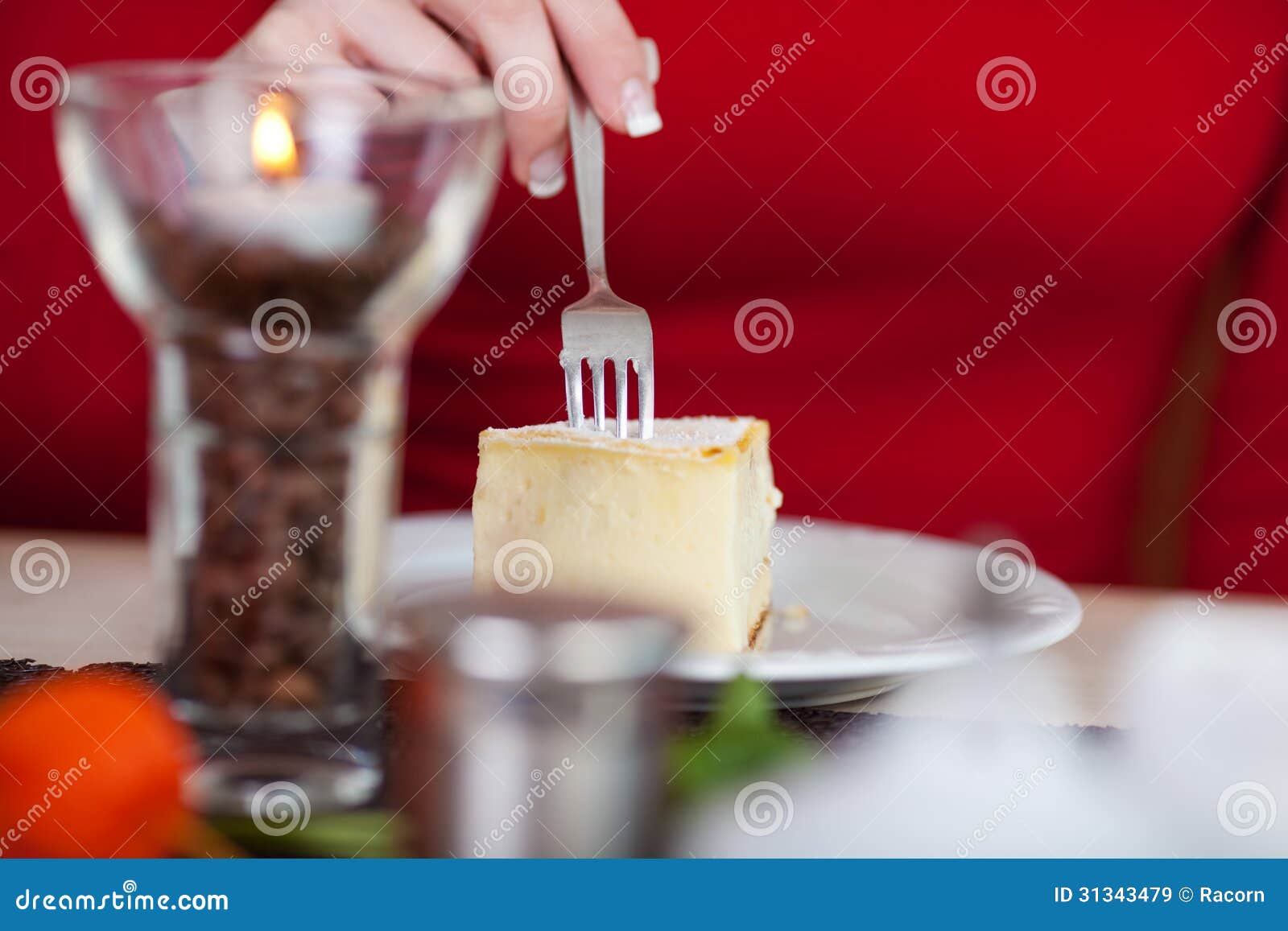 Woman eating cheese cake stock image. Image of caucasian - 31343479