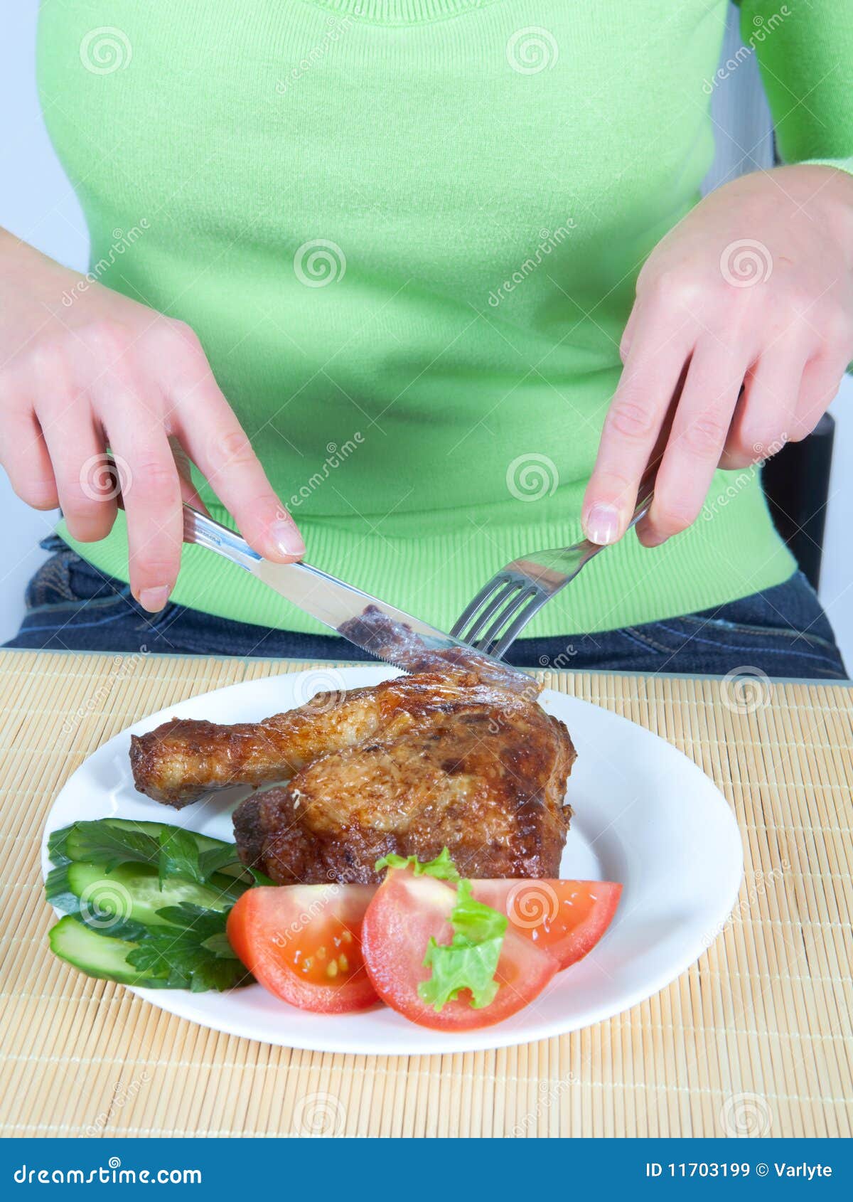 Woman eating chicken 2 stock image. Image of wood, white - 11703199