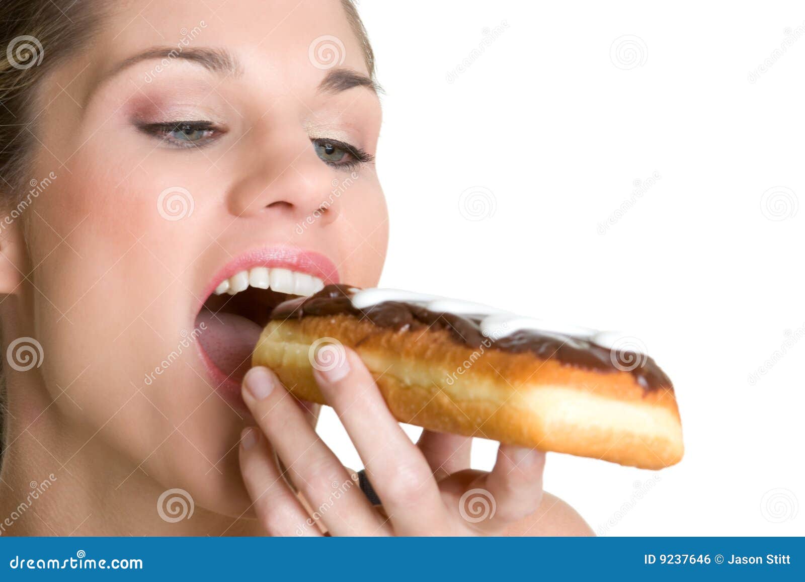 Woman Eating Donut stock photo. Image of eating, breakfast - 9237646