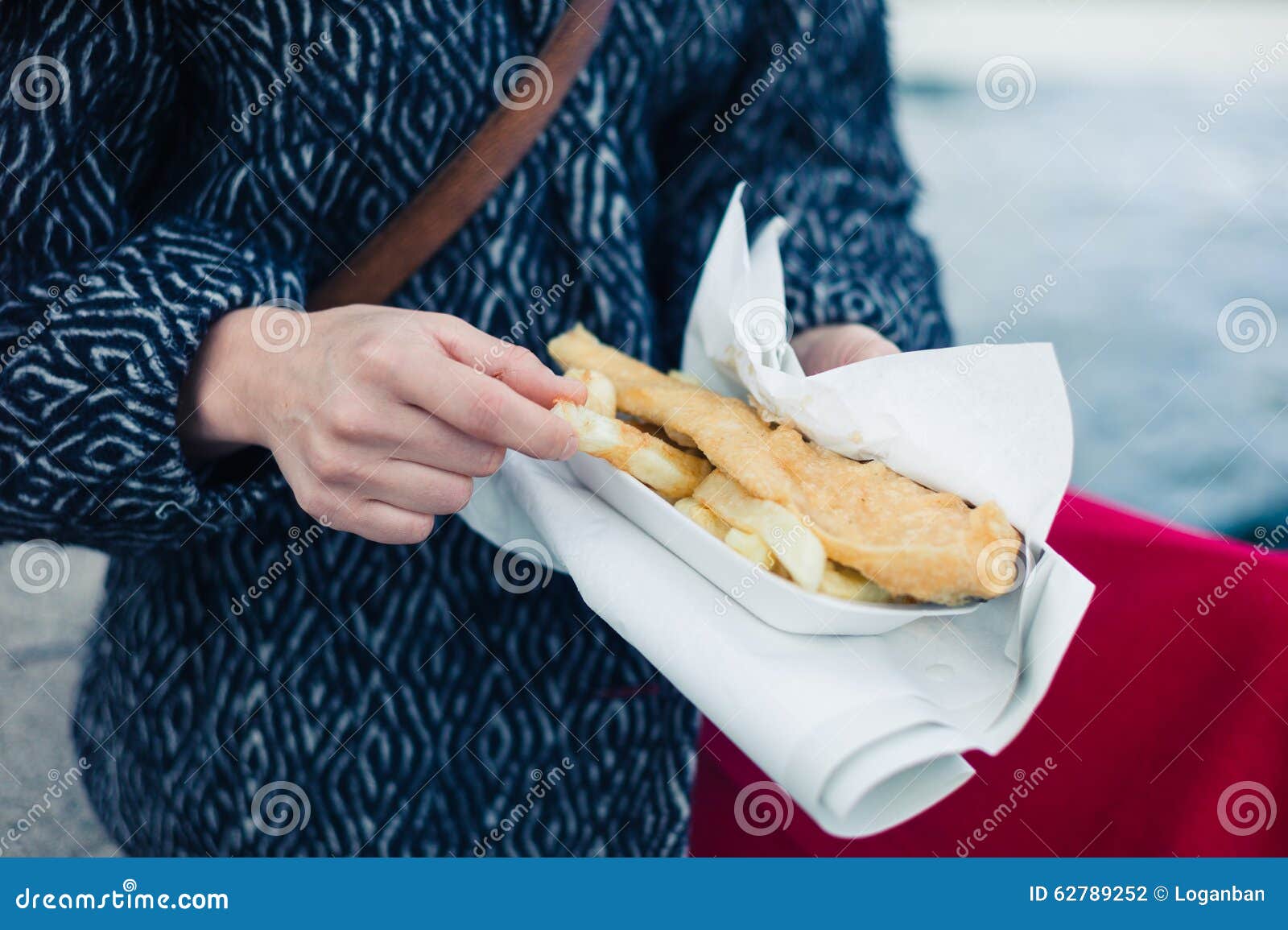 Woman Eating Fish and Chips Stock Photo - Image of typical, polystyrene ...