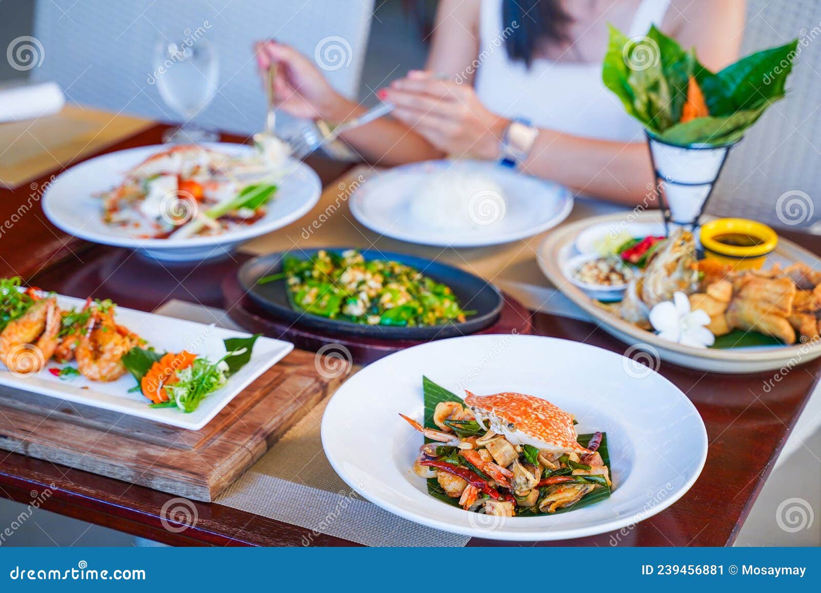 Woman is Eating Food at Restaurant Stock Image - Image of chicken ...