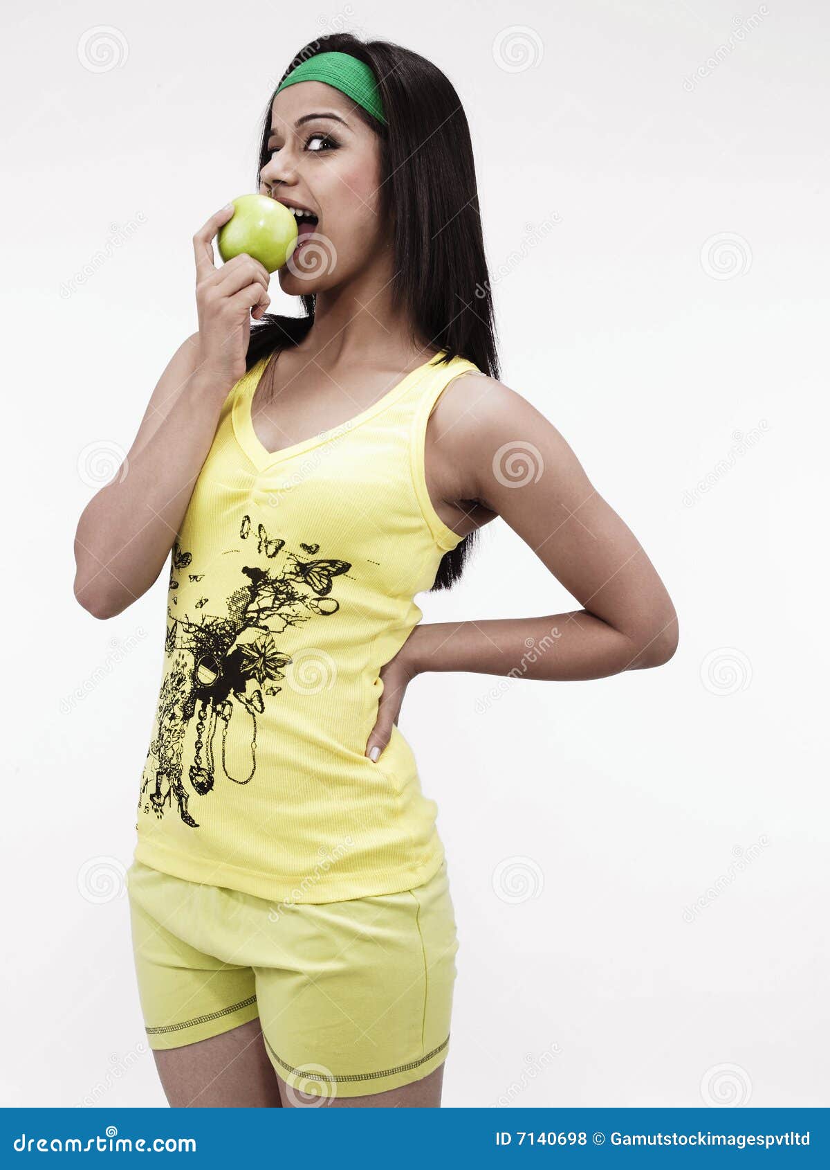 Woman Munching Green Apple Stock Photos - Free & Royalty-Free Stock ...