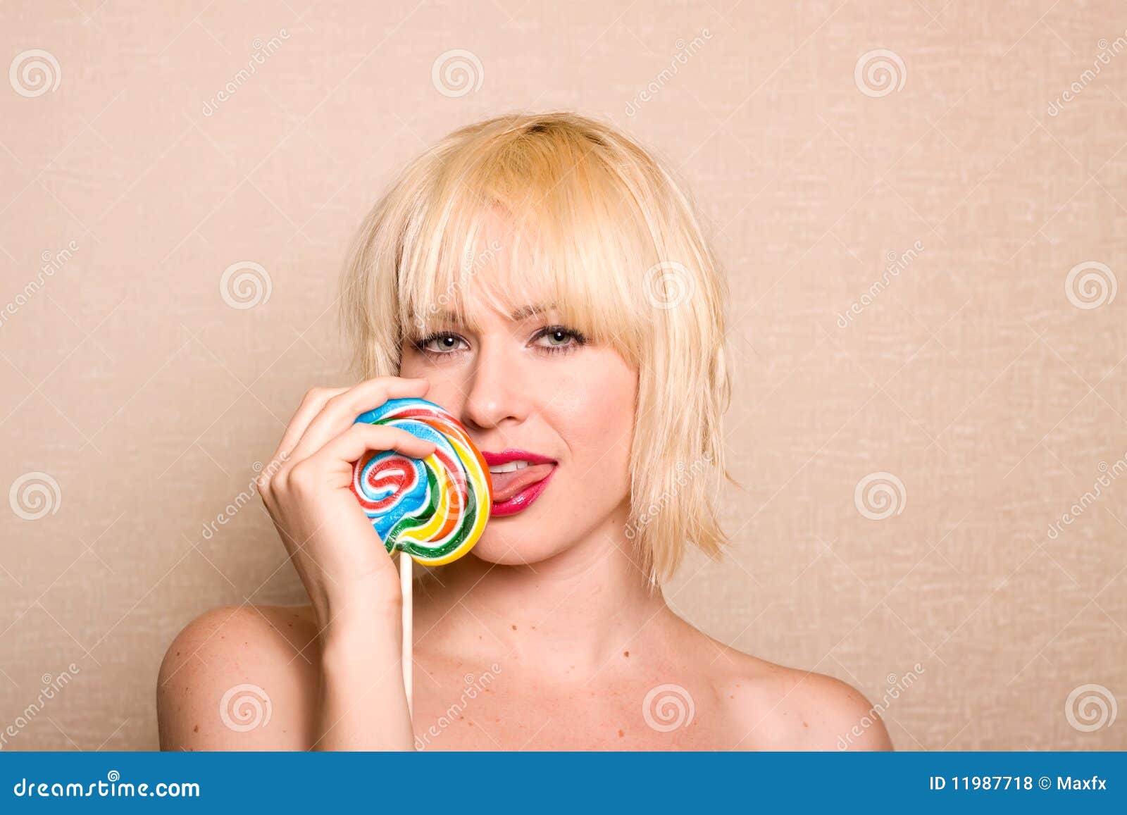 Woman eating lollipop stock photo. Image of feminine - 11987718