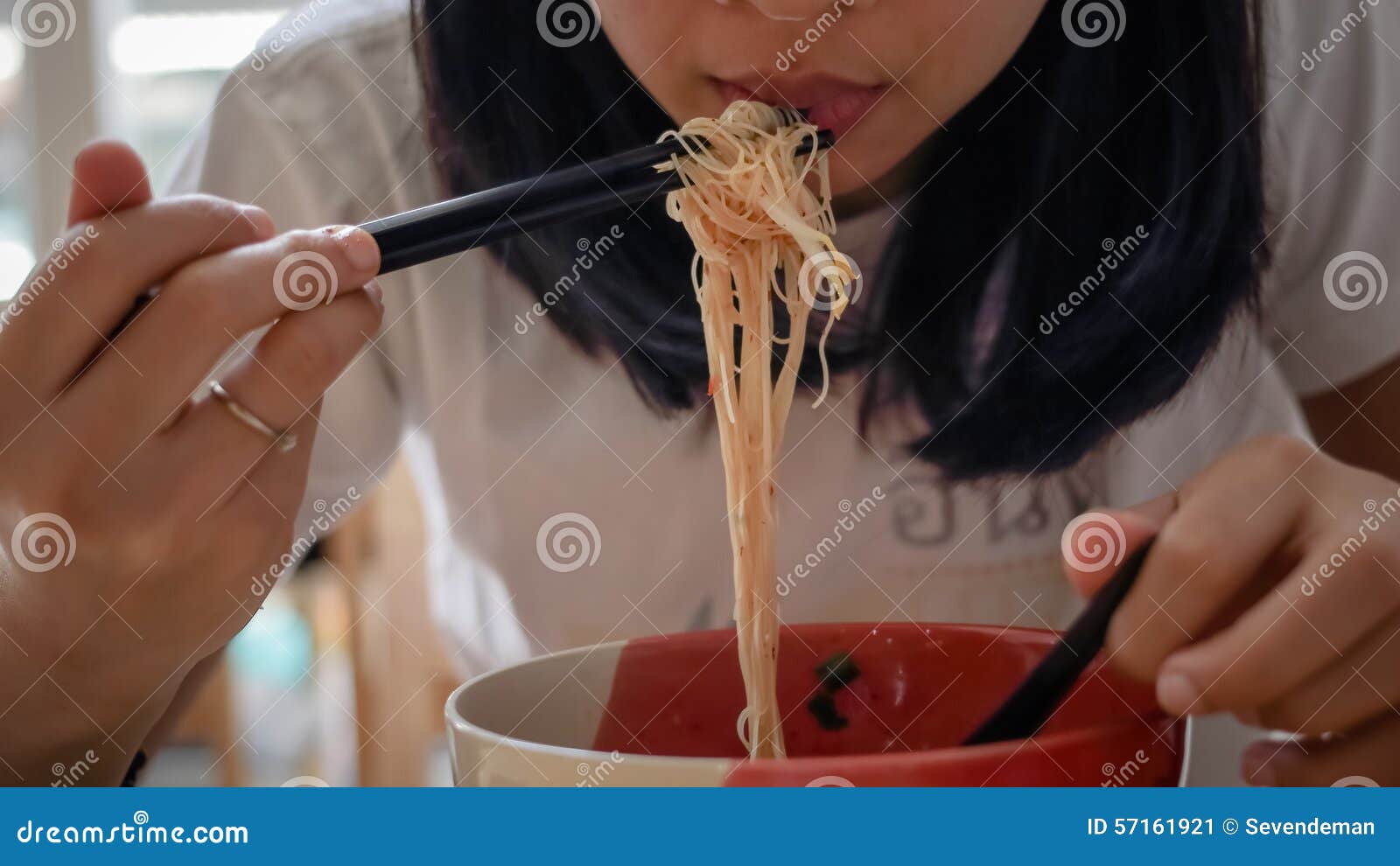 Woman eating noodle. stock image. Image of women, japanese - 57161921