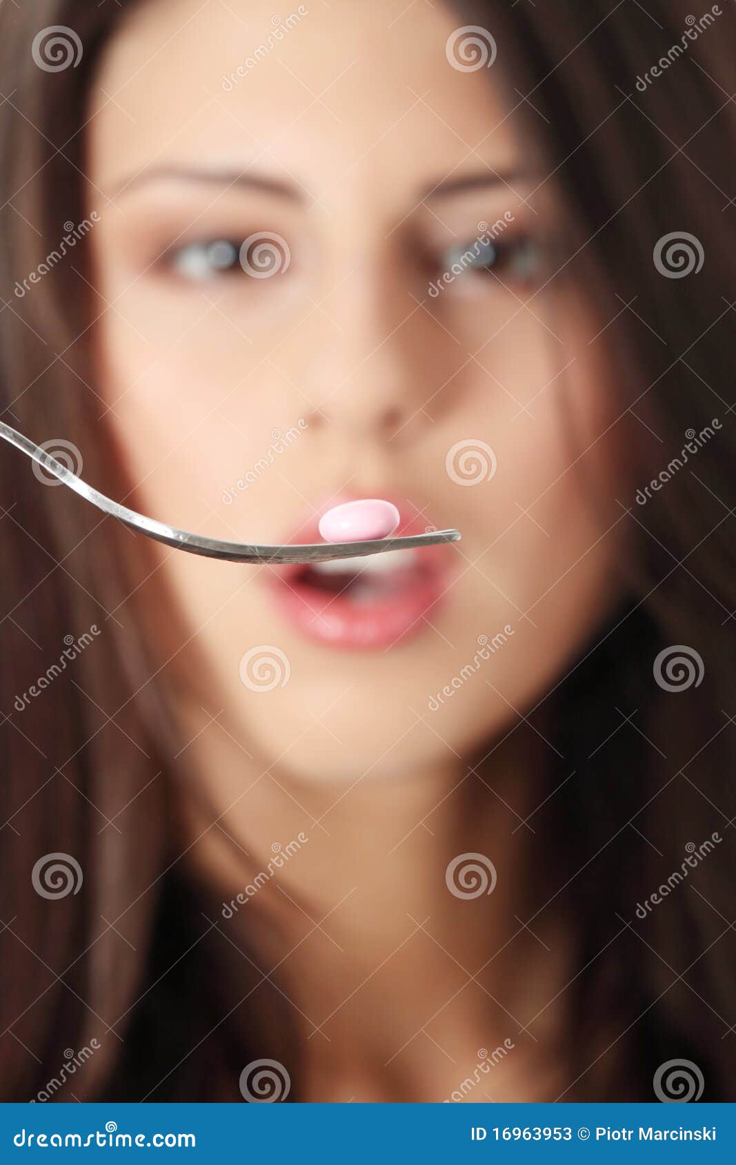 Woman Eating Nutritional Supplement Stock Image - Image of drug, casual ...