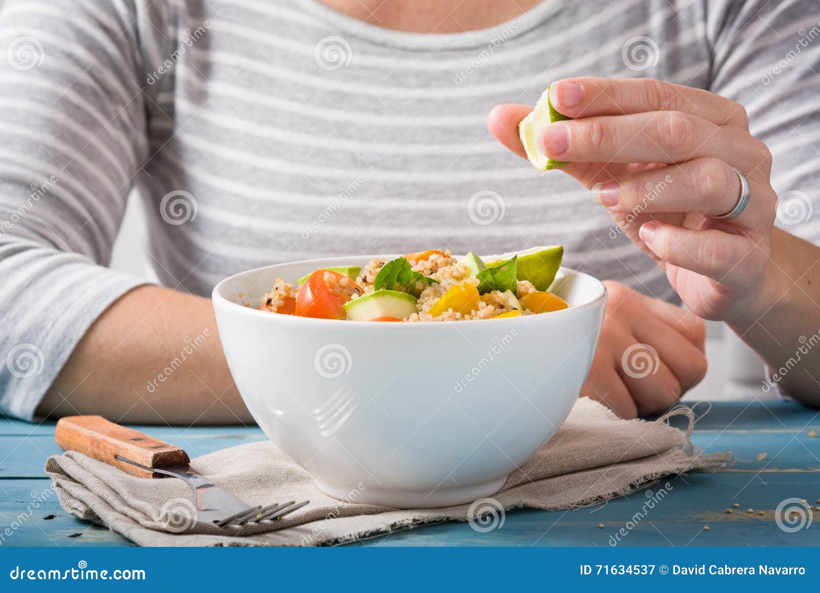 Woman Eating Quinoa and Vegetables Stock Image - Image of gluten ...