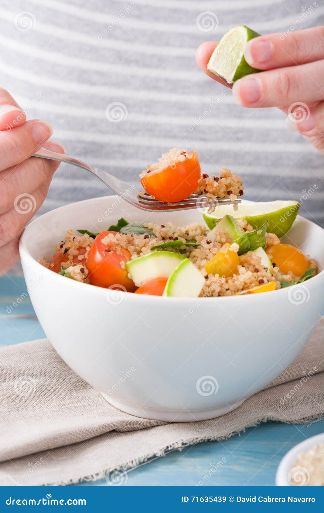 Woman Eating Quinoa and Vegetables Stock Image - Image of diet, protein ...