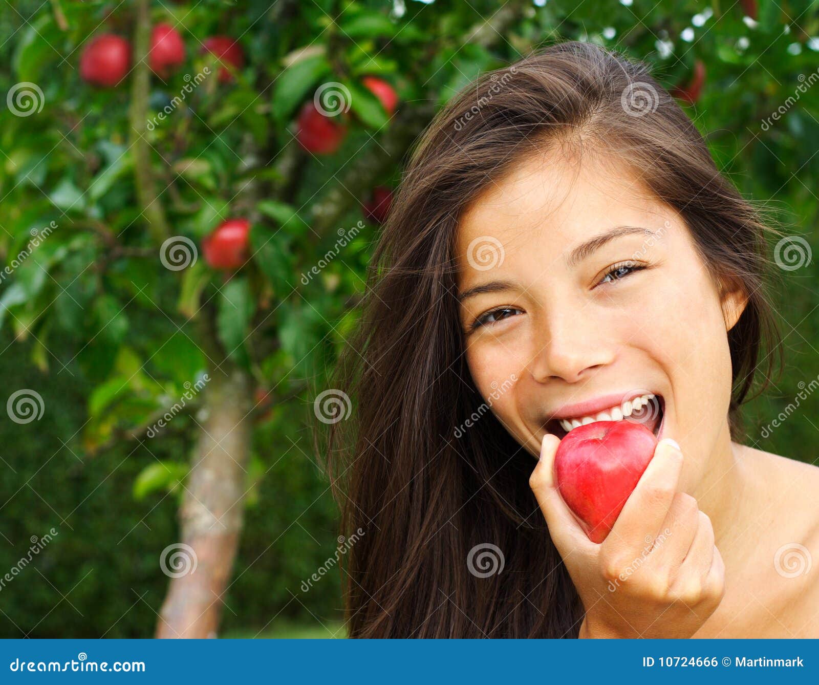Woman eating red apple stock photo. Image of ethnic, nature - 10724666