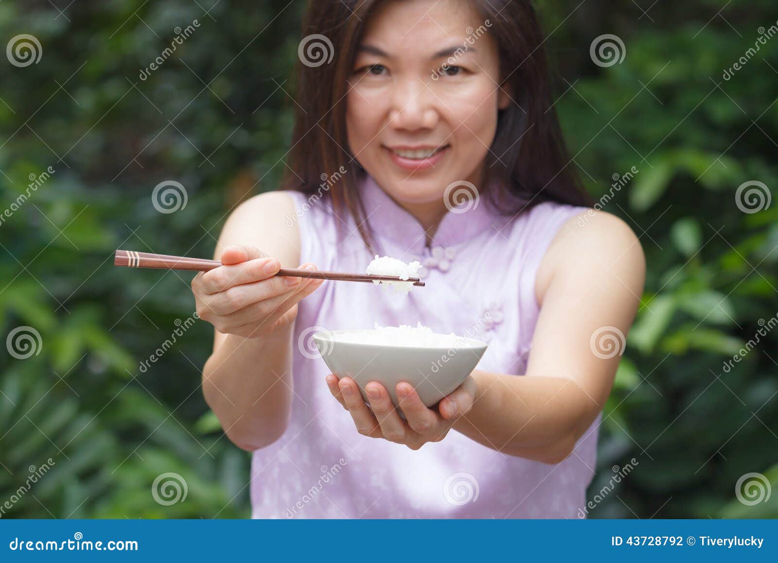 Woman eating rice stock photo. Image of restaurant, white - 43728792