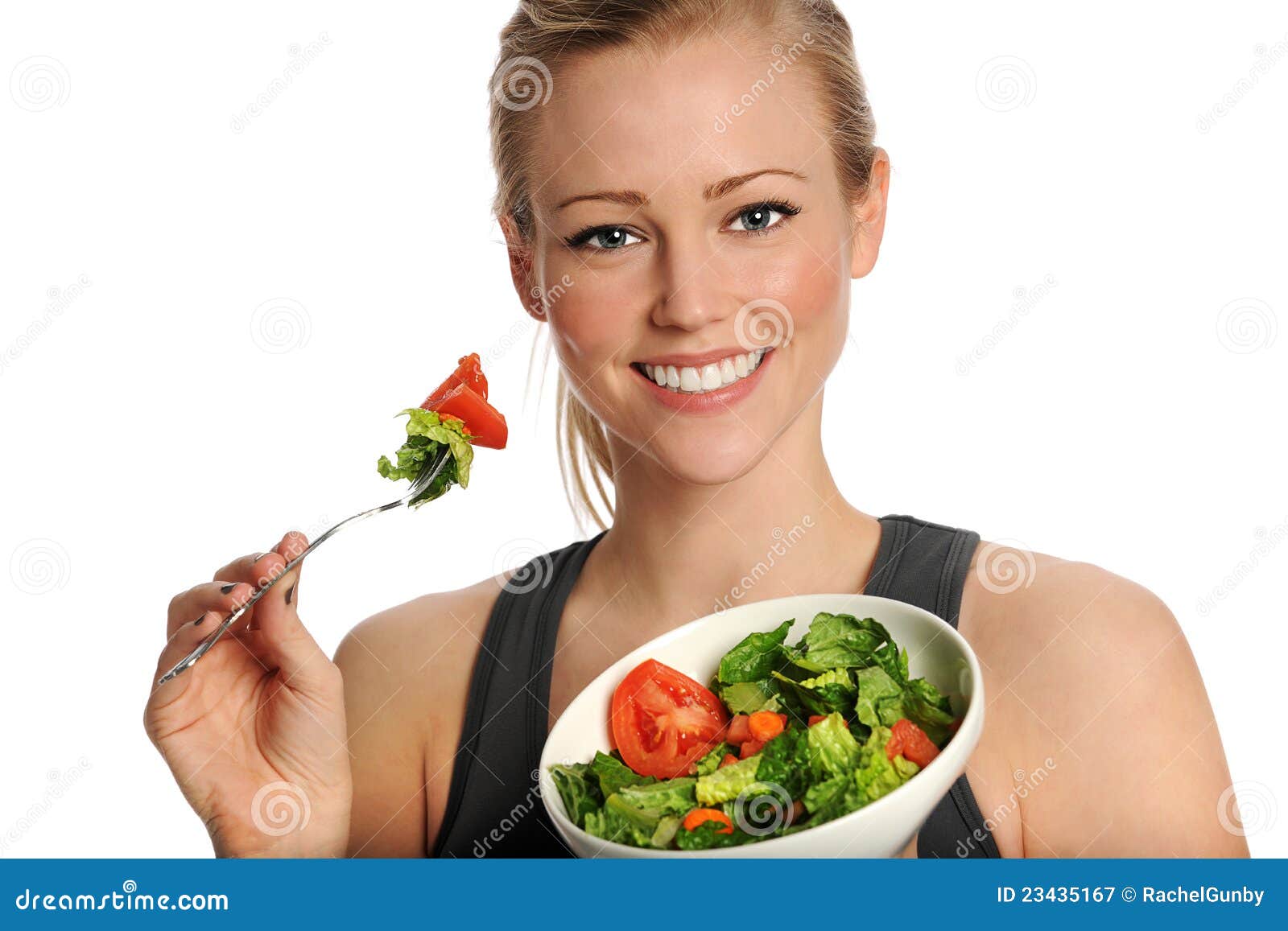 Woman Eating Salad stock image. Image of food, cheerful - 23435167