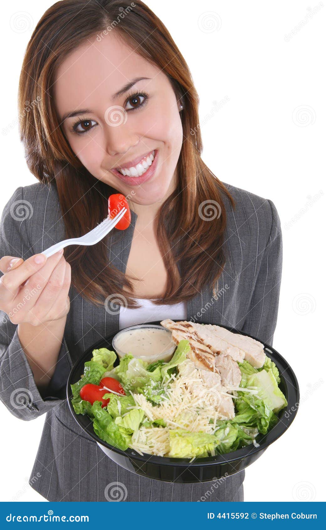 Woman Eating Salad stock photo. Image of fresh, delicious - 4415592