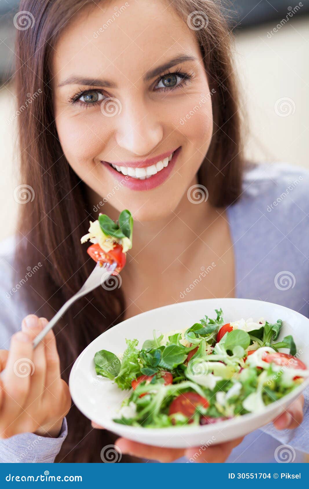 Woman eating salad stock photo. Image of eating, people - 30551704