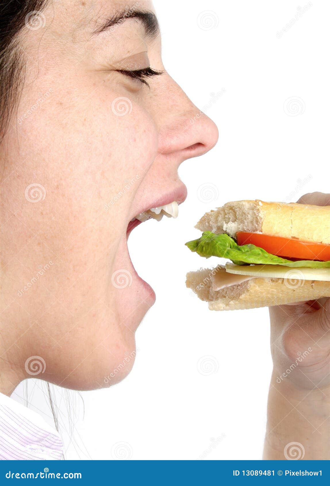 Woman eating a sandwich stock image. Image of fresh, healthy - 13089481