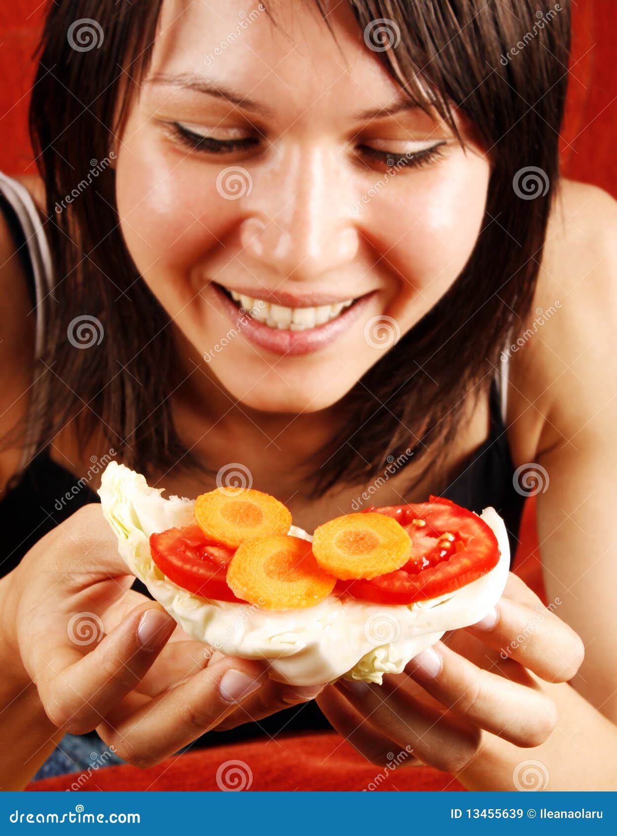 Woman eating sandwich stock image. Image of ingredient - 13455639