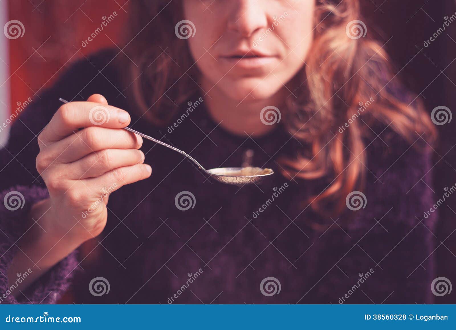 Woman eating soup stock photo. Image of filtered, dining - 38560328