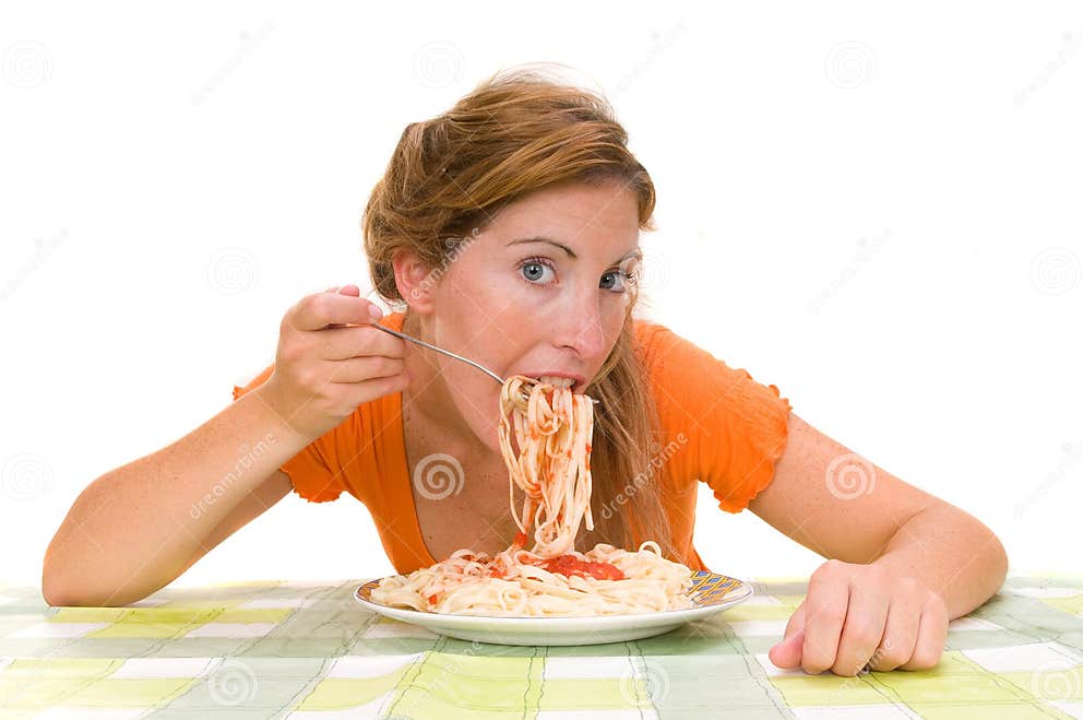 Woman eating spaghetti stock image. Image of carbohydrates - 13528705