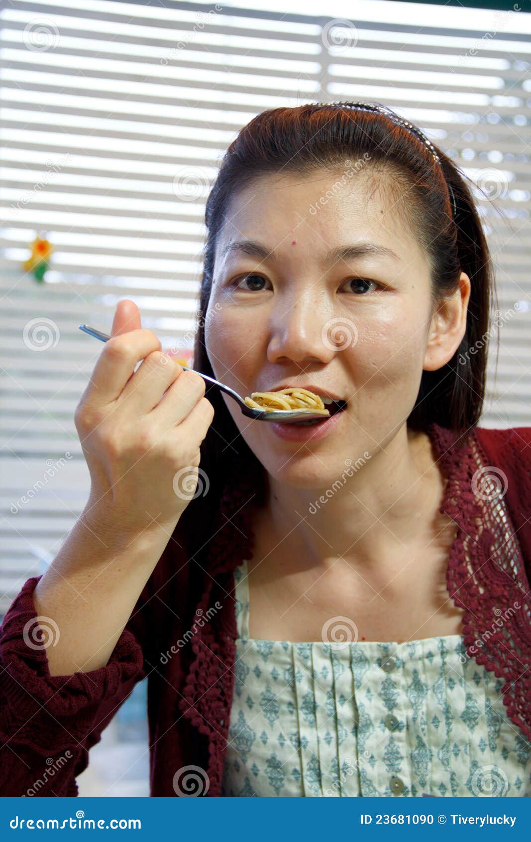 Woman eating spaghetti stock photo. Image of active, health - 23681090