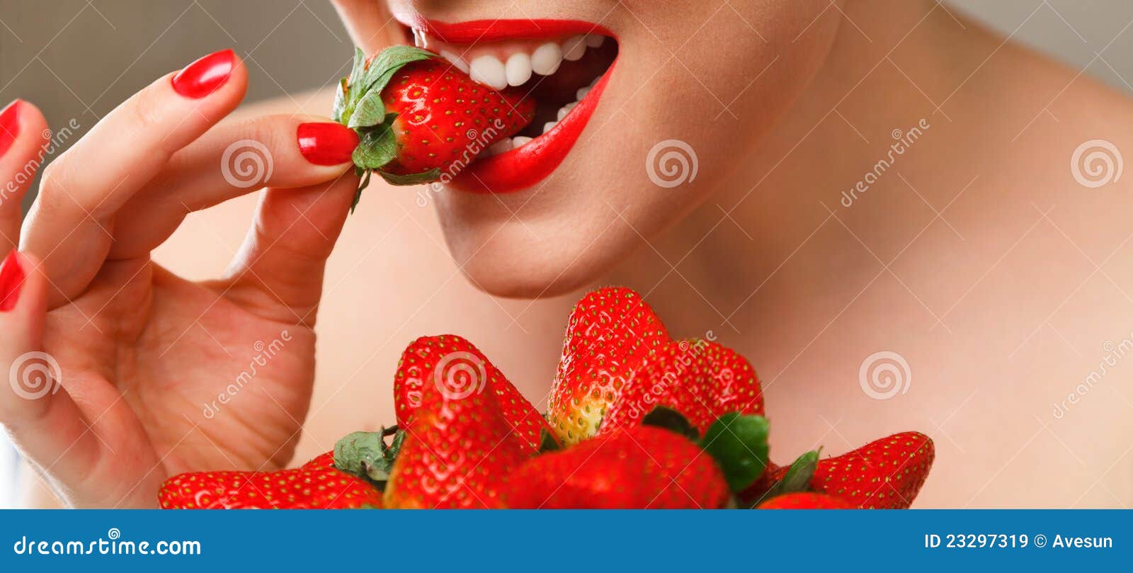 Woman eating strawberry stock image. Image of freshness - 23297319