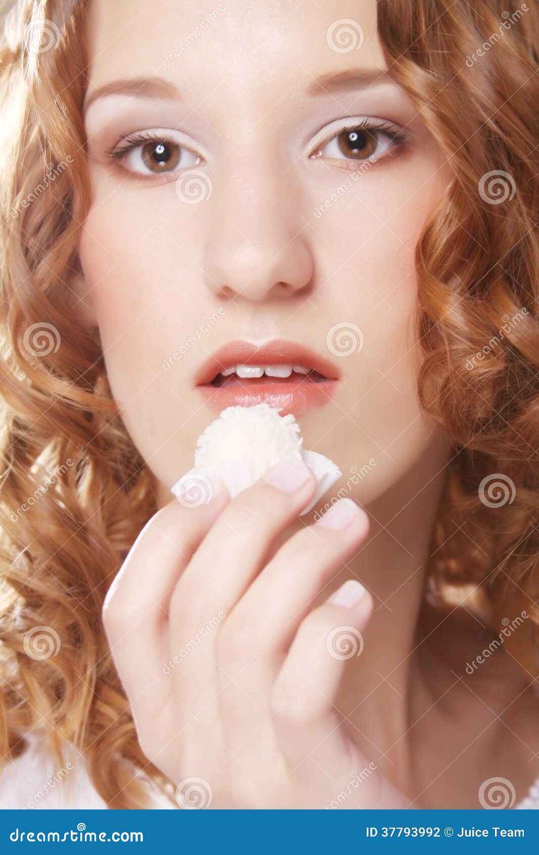 Woman eating sweet candy stock photo. Image of health - 37793992