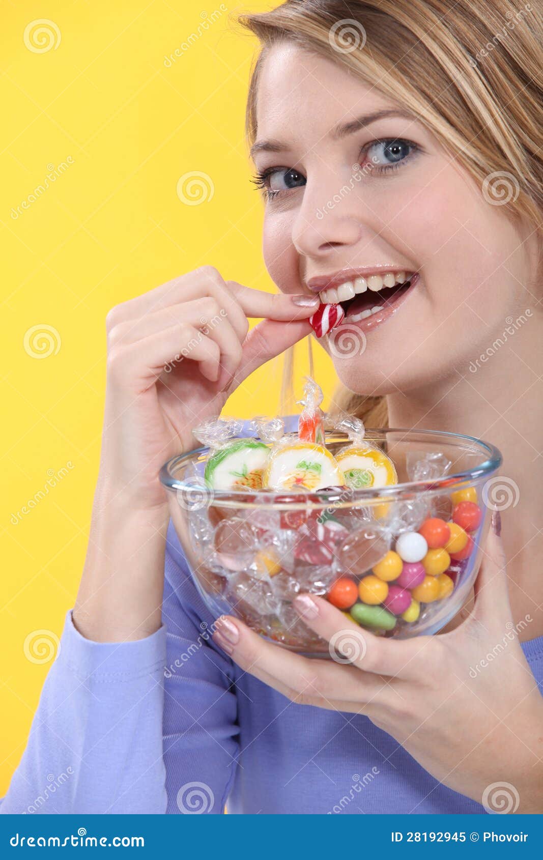 Woman eating sweets stock image. Image of fruitdrop, suck - 28192945