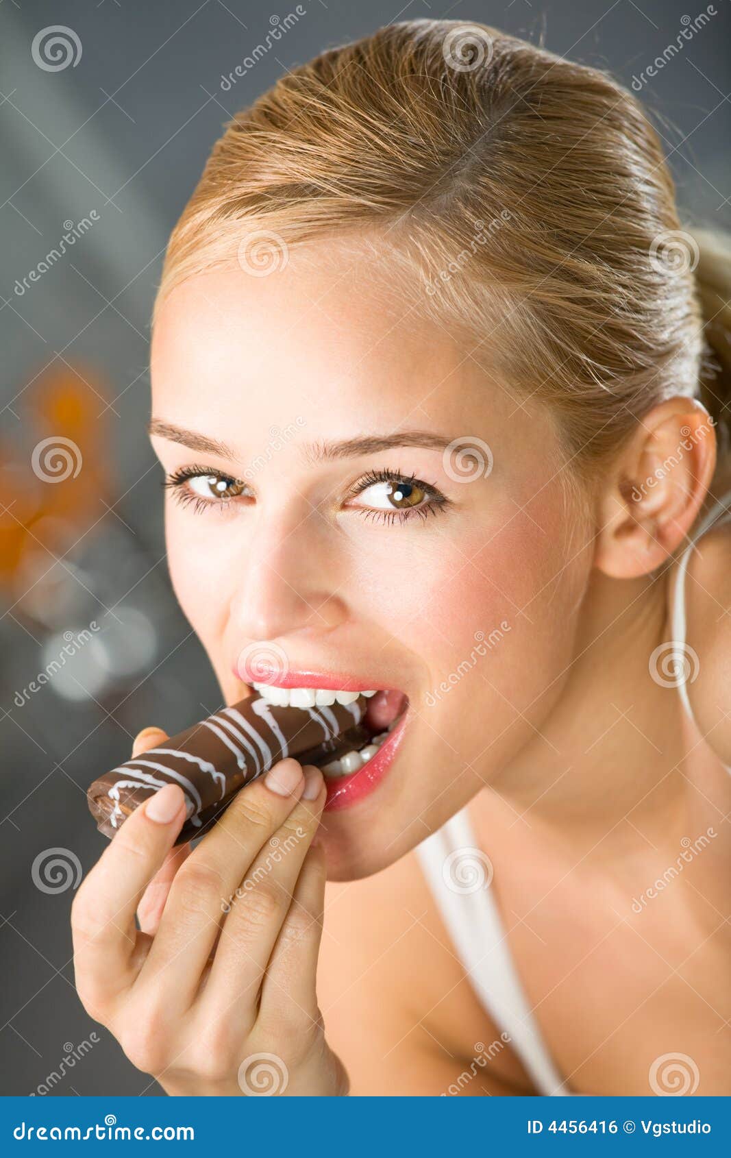Woman Eating Sweets at Kitchen Stock Photo - Image of batch, meal: 4456416