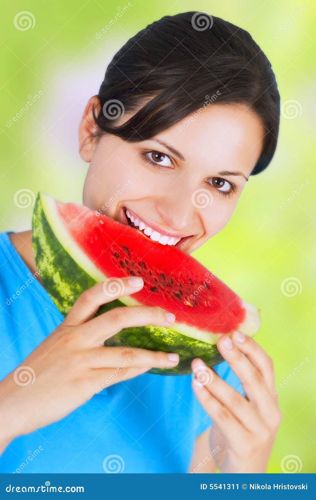 Woman eating watermelon stock image. Image of healthy - 5541311