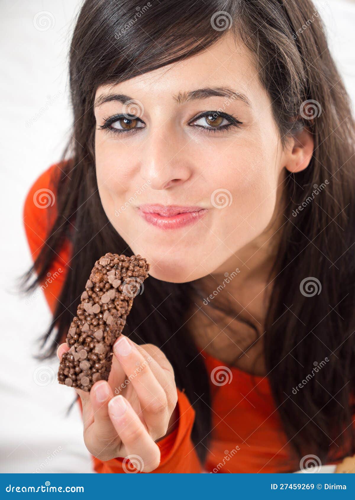 Woman Eating Yummy Chocolate Stock Image - Image of biscuits, food ...