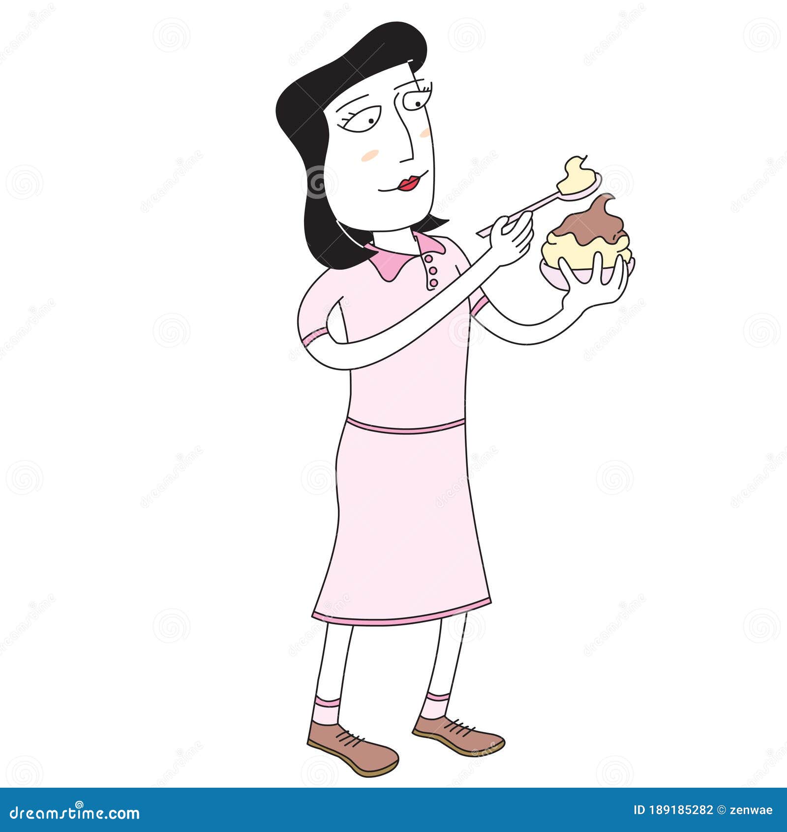 Woman eats an ice cream stock vector. Illustration of delicious - 189185282 Woman eats an ice cream stock vector. Illustration of delicious - 189185282