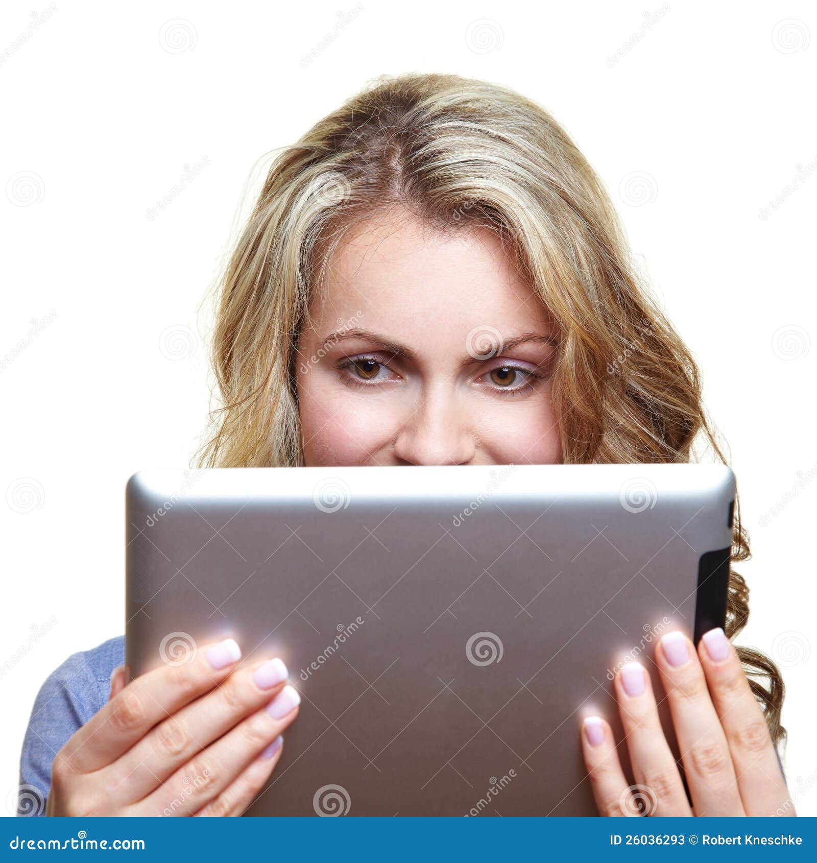 Woman with ebook reader stock image. Image of businesswoman - 26036293