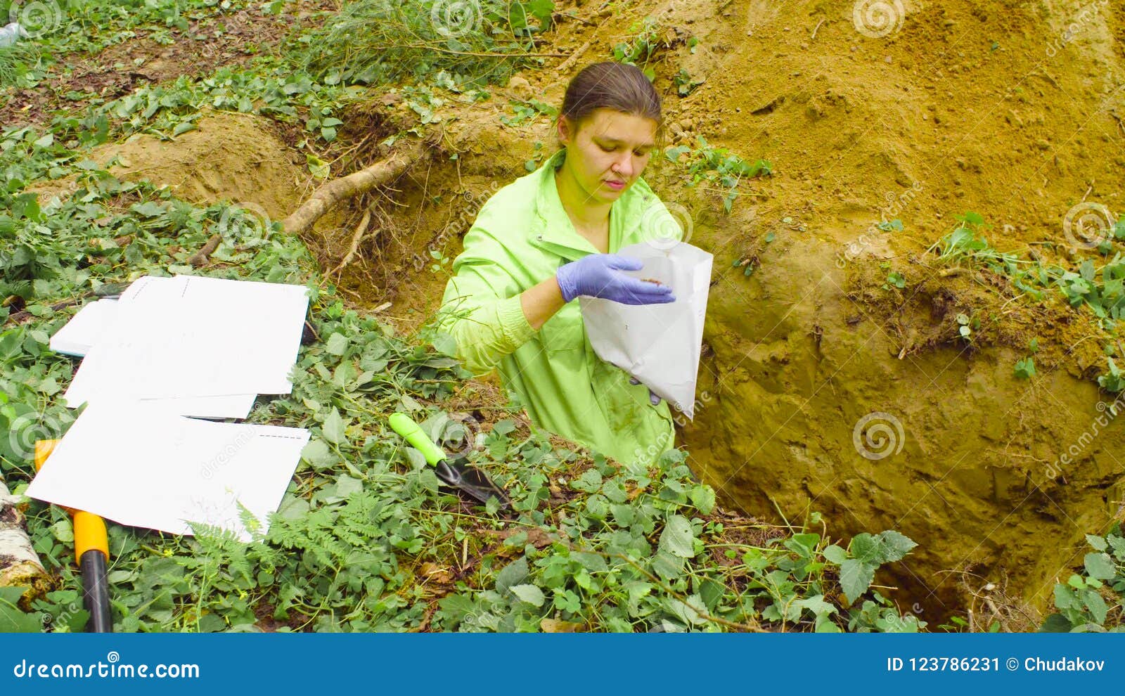 Woman Ecologist Taking Samples of a Soil Stock Video - Video of ...
