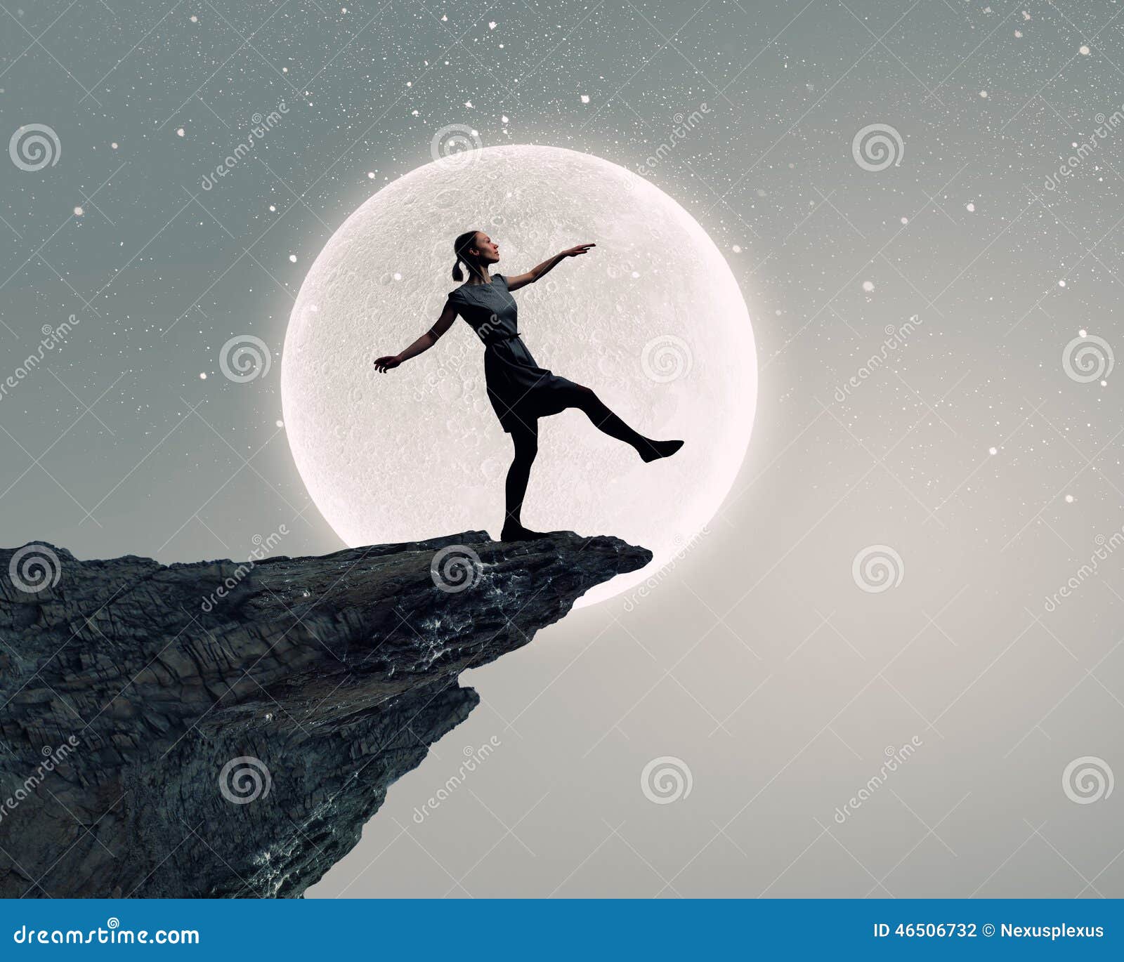 Woman on edge stock photo. Image of blue, black, full - 46506732