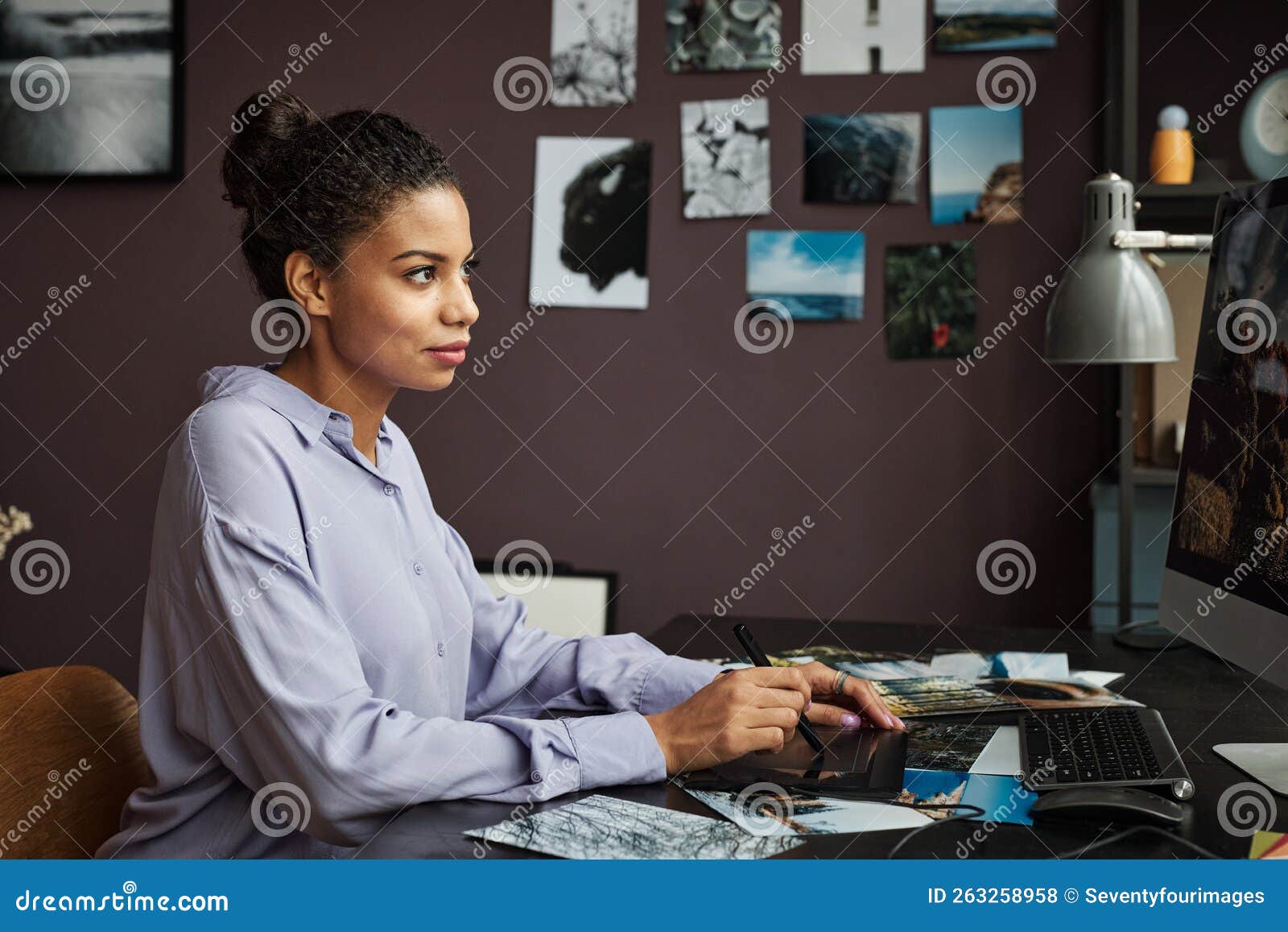 Woman Editing Photos on Computer Stock Photo - Image of working, order ...