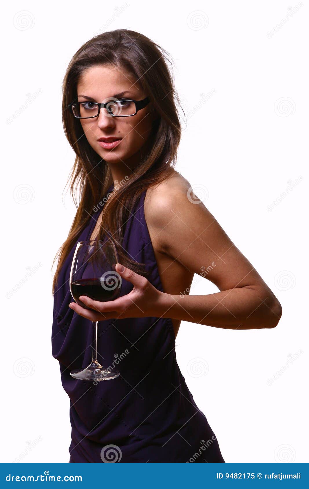 Woman eith wine glass h stock image. Image of refreshment - 9482175