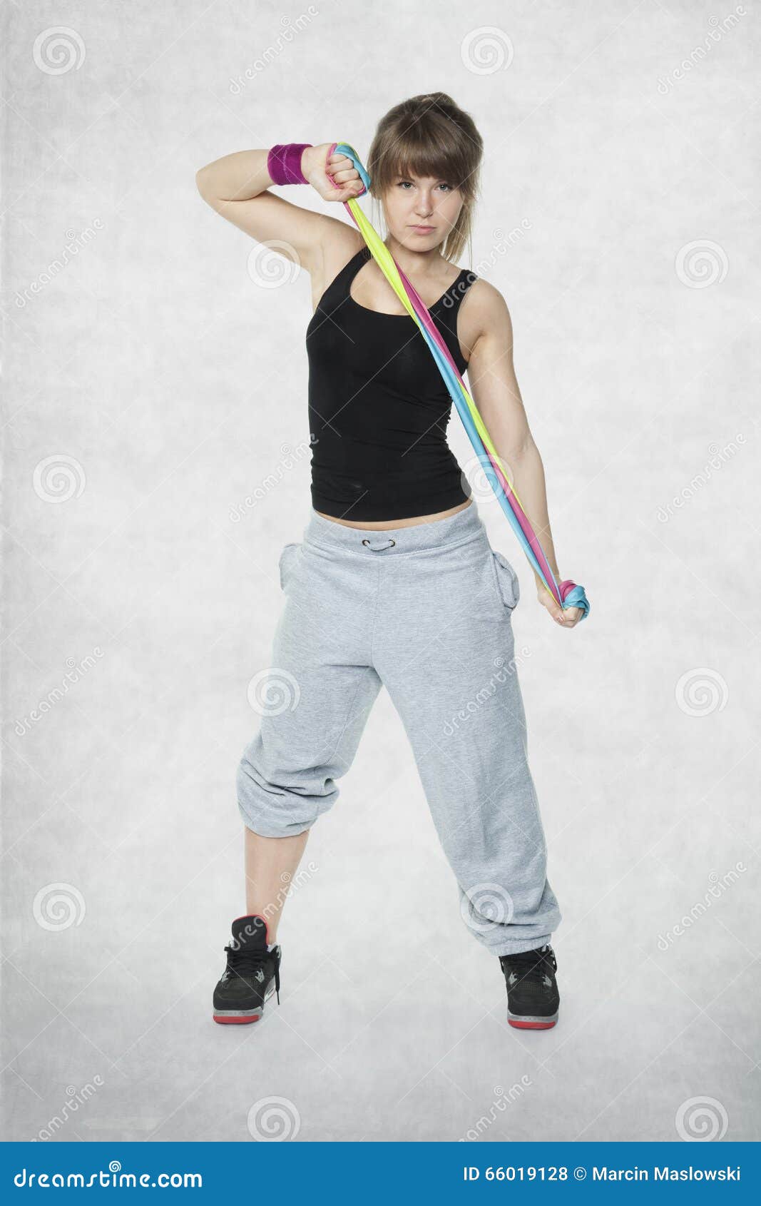 Woman with elastic wrope stock photo. Image of attractive - 66019128