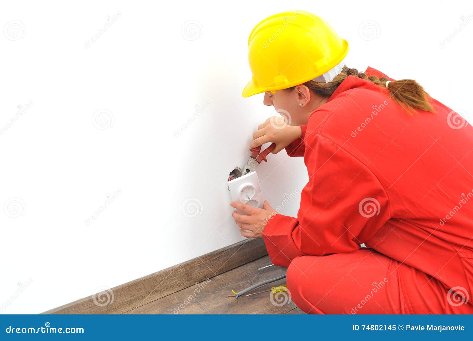 Woman Electrician Fixing Socket Stock Image - Image of apartment ...