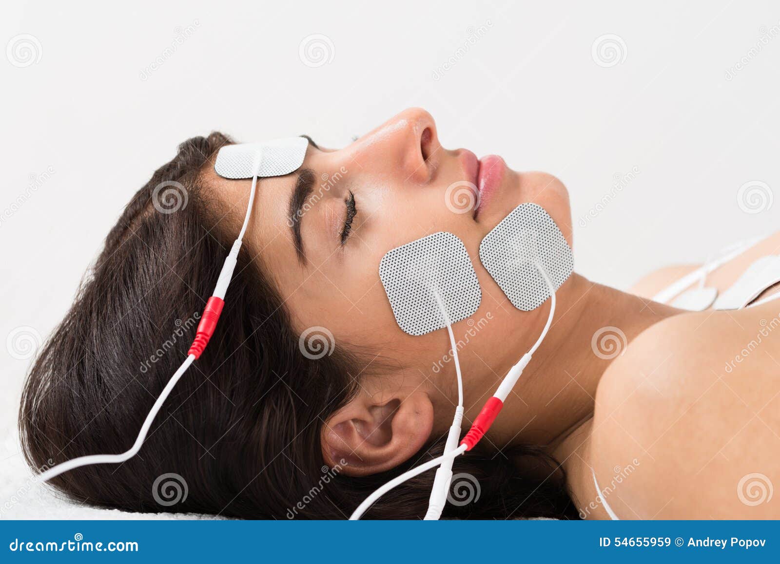 Woman with Electrodes on Her Face Stock Image - Image of muscle ...