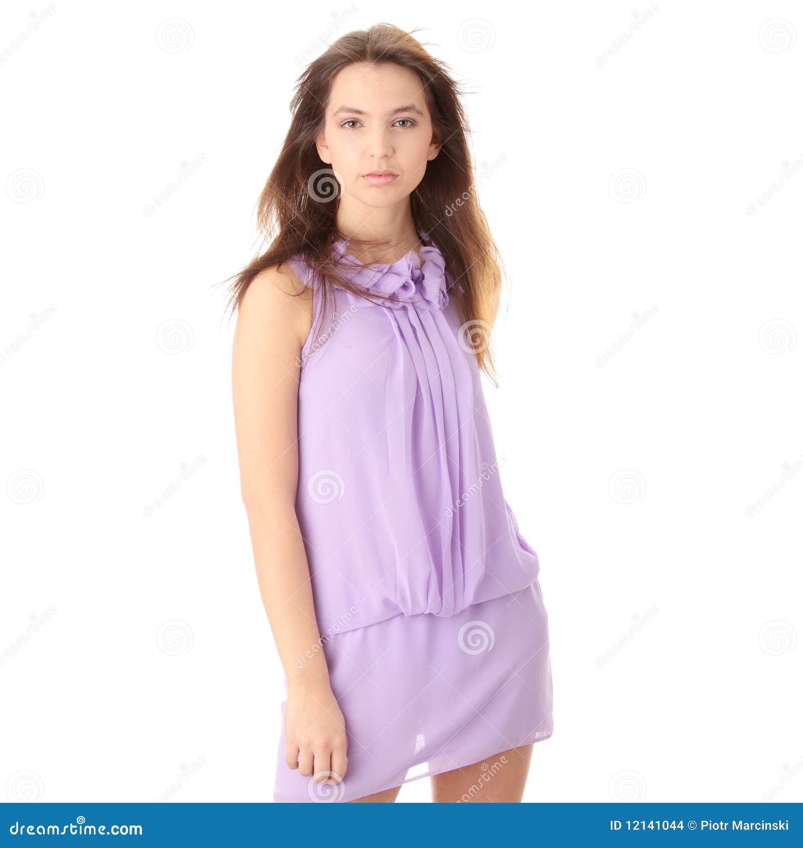 Woman in an Elegant Violet Evening Gown Stock Photo - Image of makeup ...