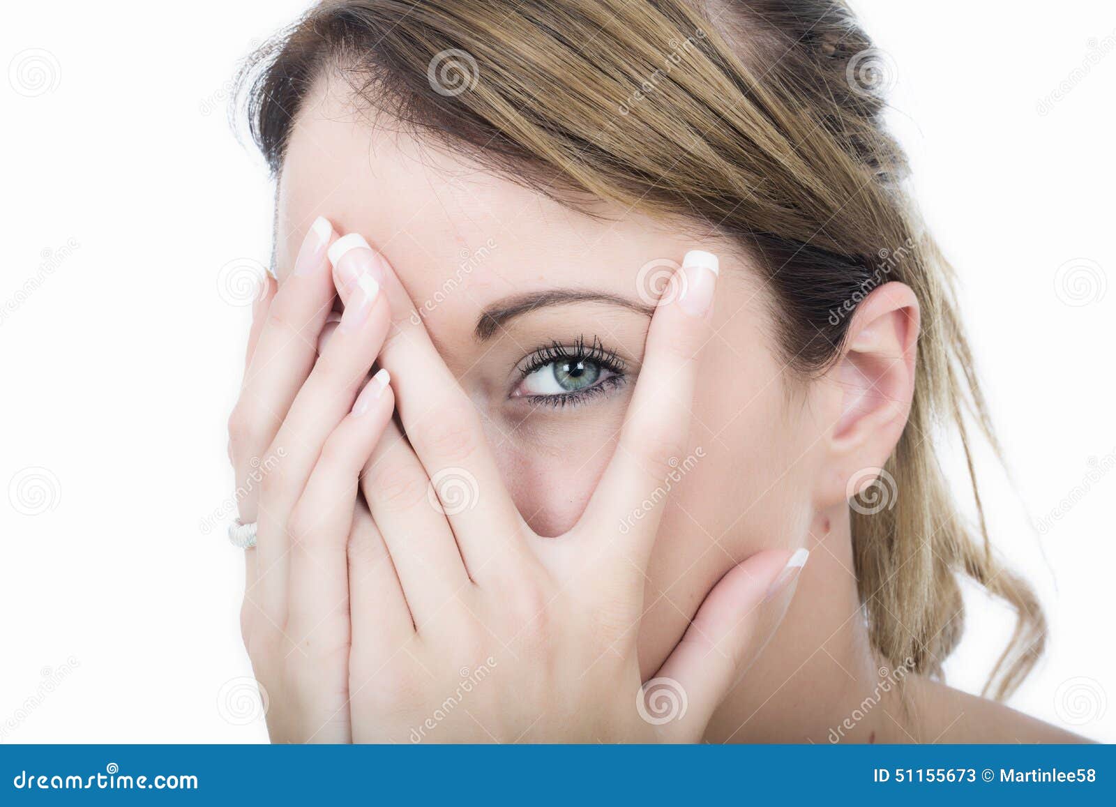 Embarrassed Woman Biting Thumbnail Royalty-Free Stock Image ...