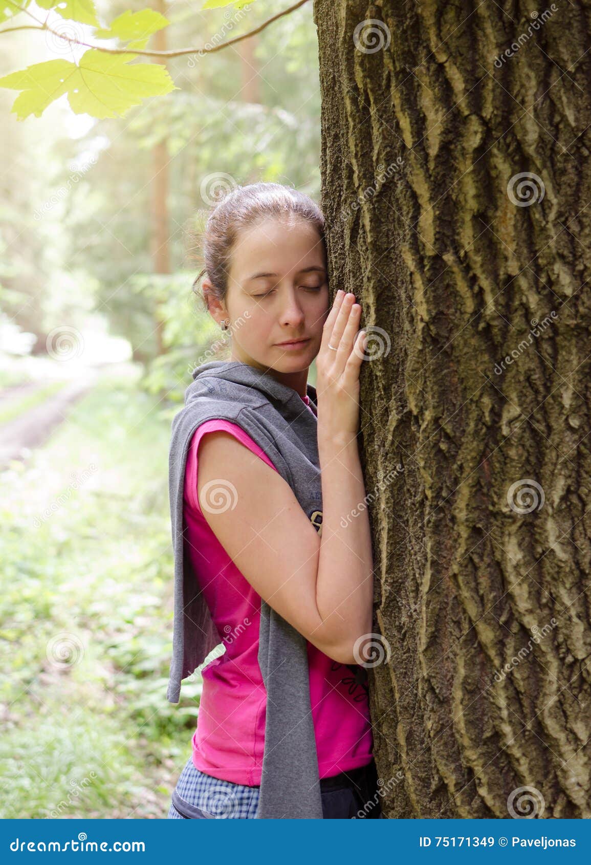 Woman embracing tree stock image. Image of love, restart - 75171349