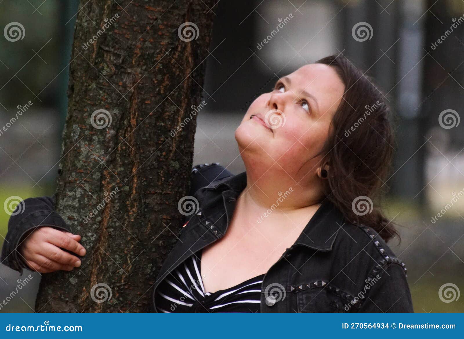 A Woman Embracing Tree Trunk during Day Stock Photo - Image of neck ...