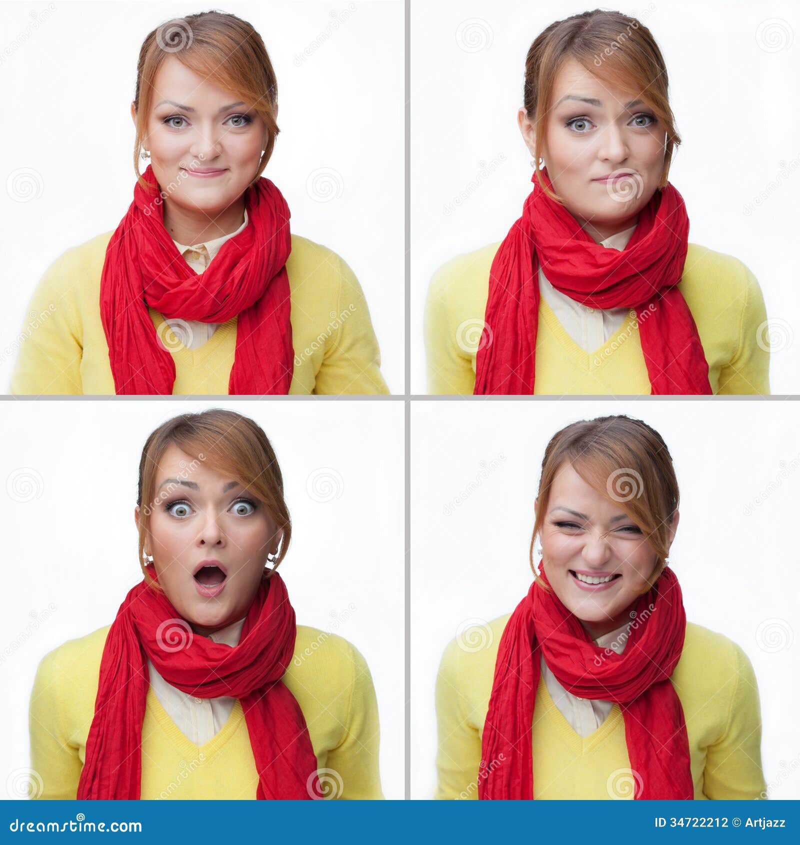 Woman Emotions Collage Isolated Stock Photo - Image of expression ...